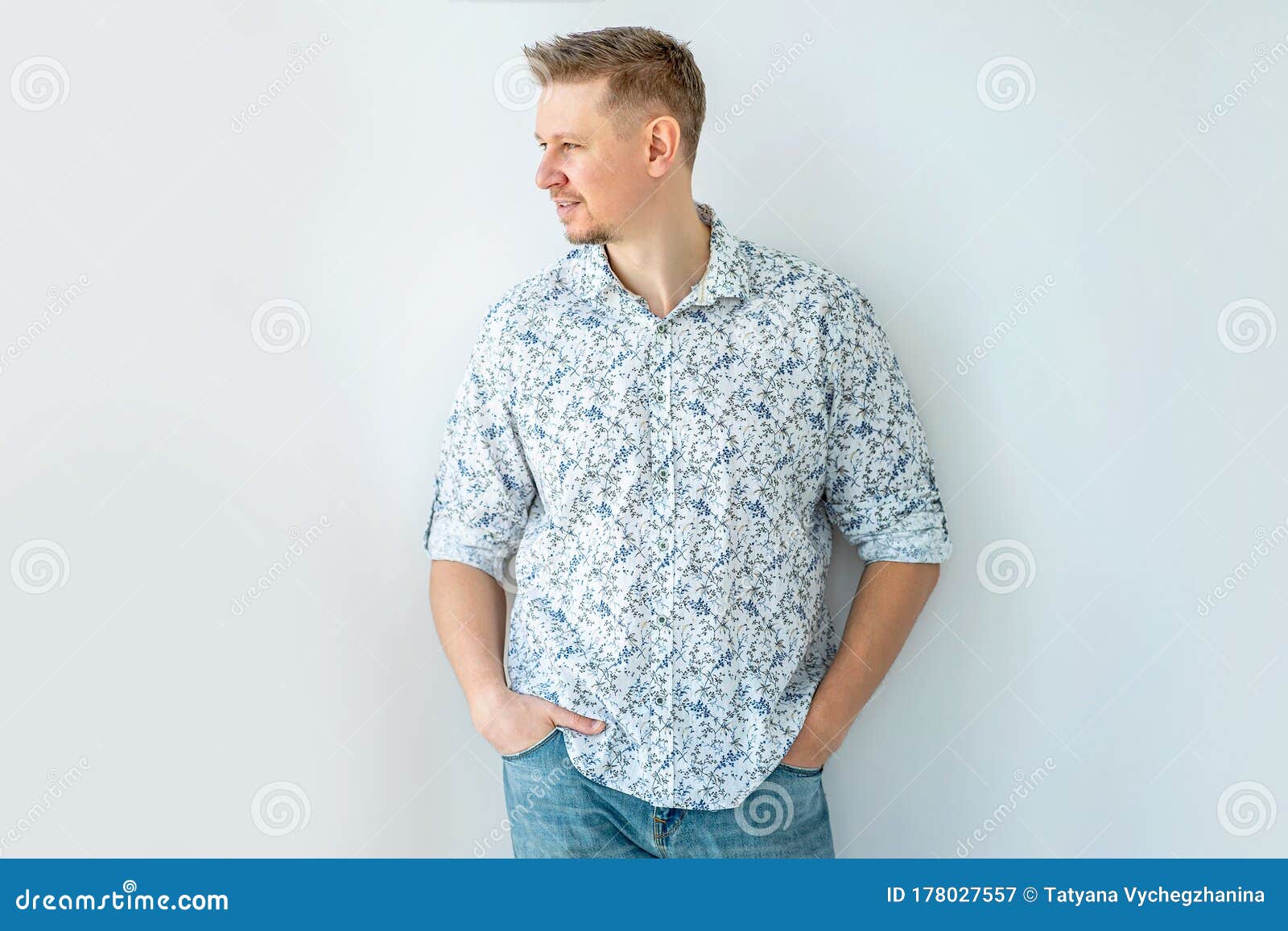 Handsome man looking aside stock image. Image of looking - 178027557