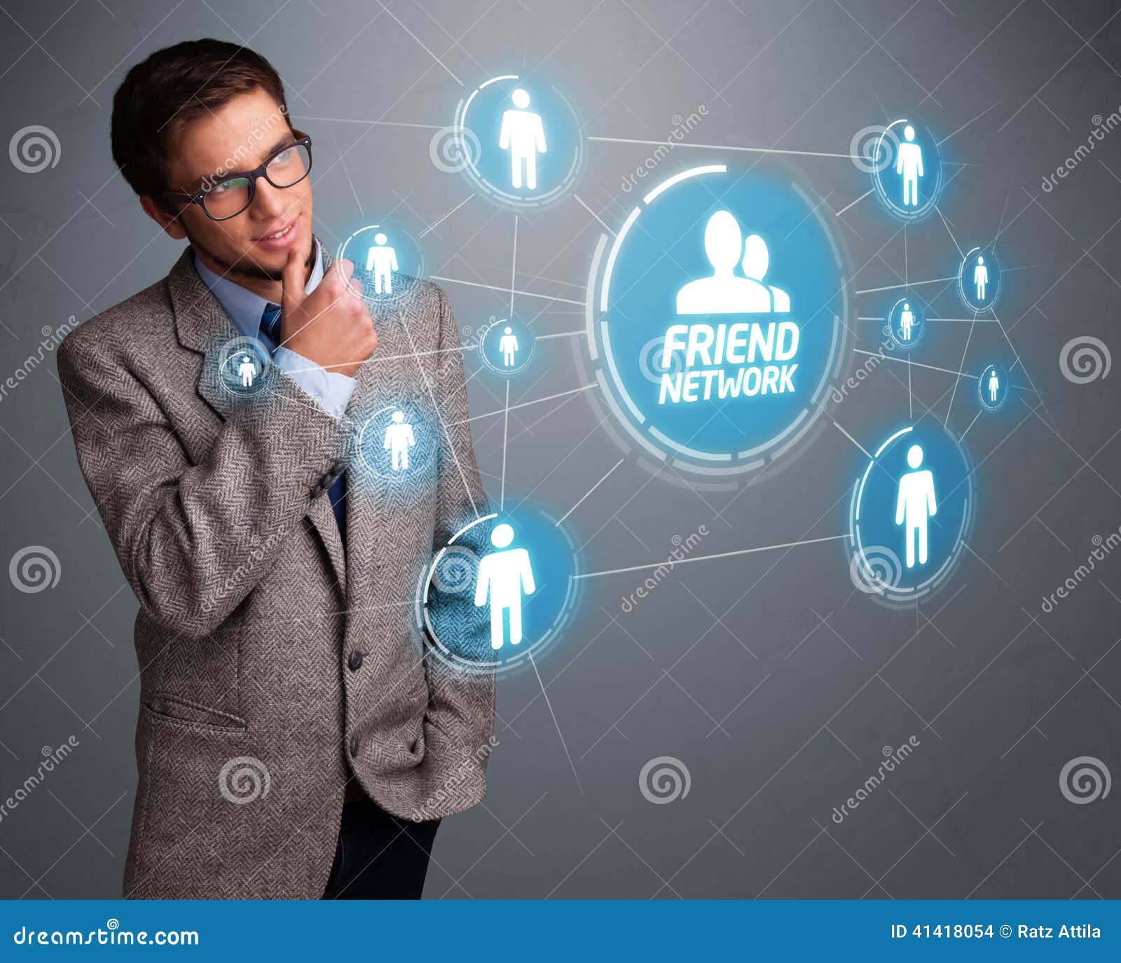 Handsome Man Looking at Modern Social Network Stock Photo - Image of ...