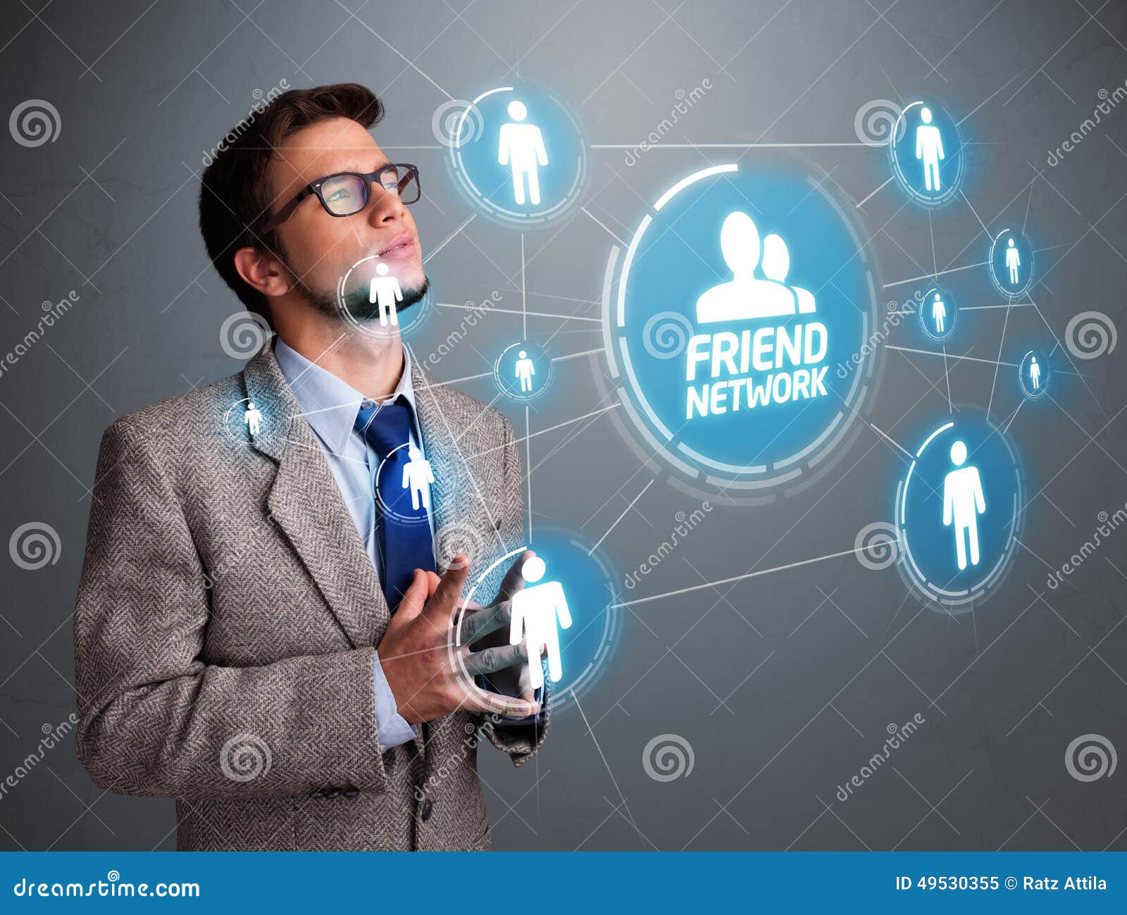 Handsome Man Looking at Modern Social Network Stock Image - Image of ...