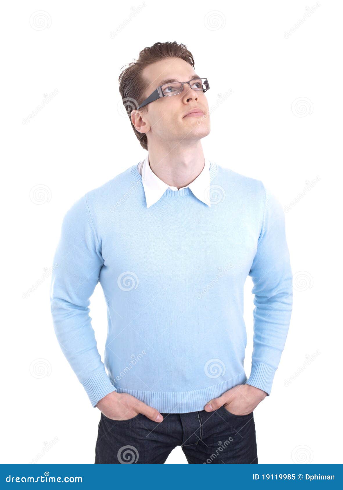 Handsome man looking up stock image. Image of blue, isolated - 19119985