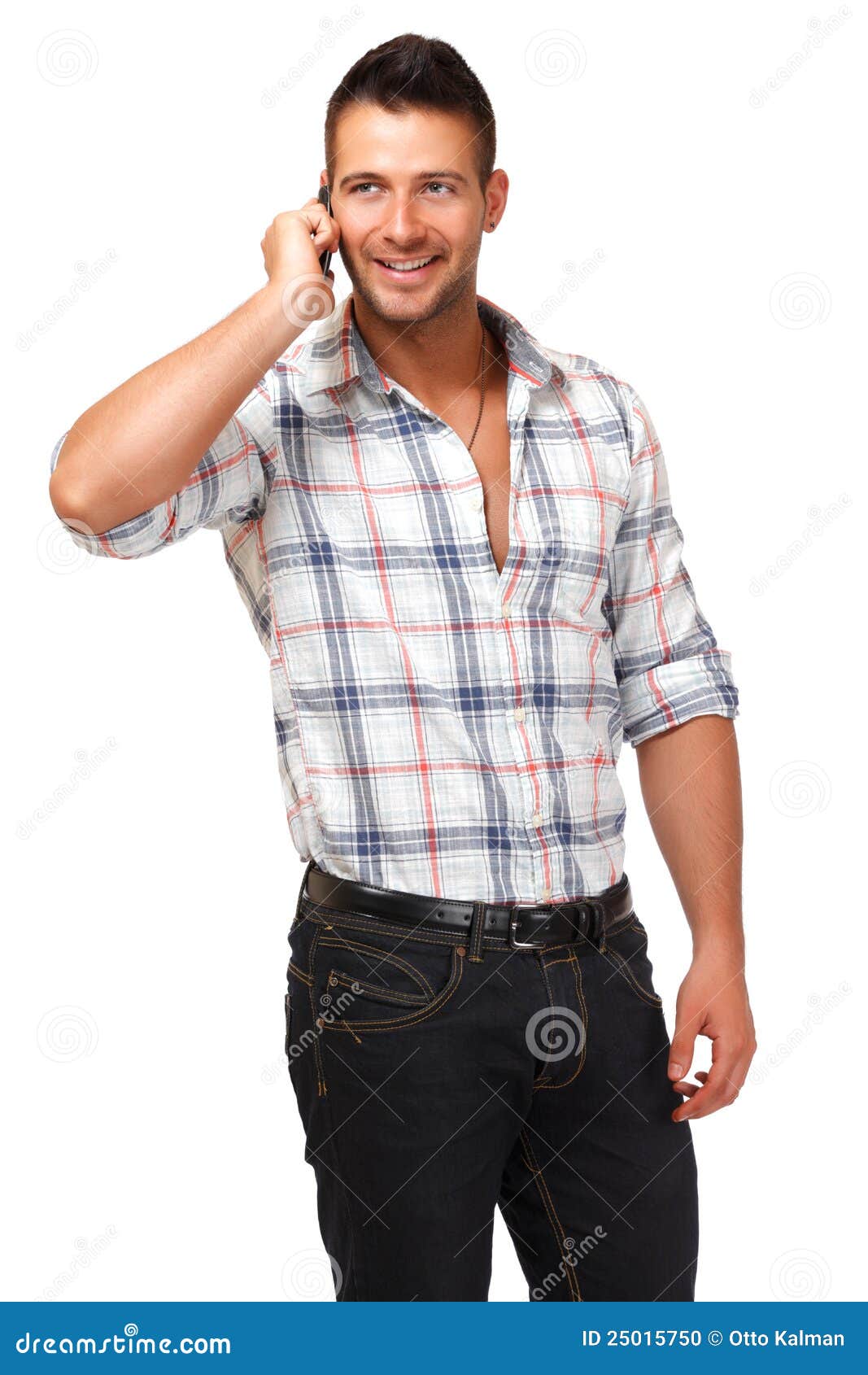 Handsome man making a call stock photo. Image of adult - 25015750