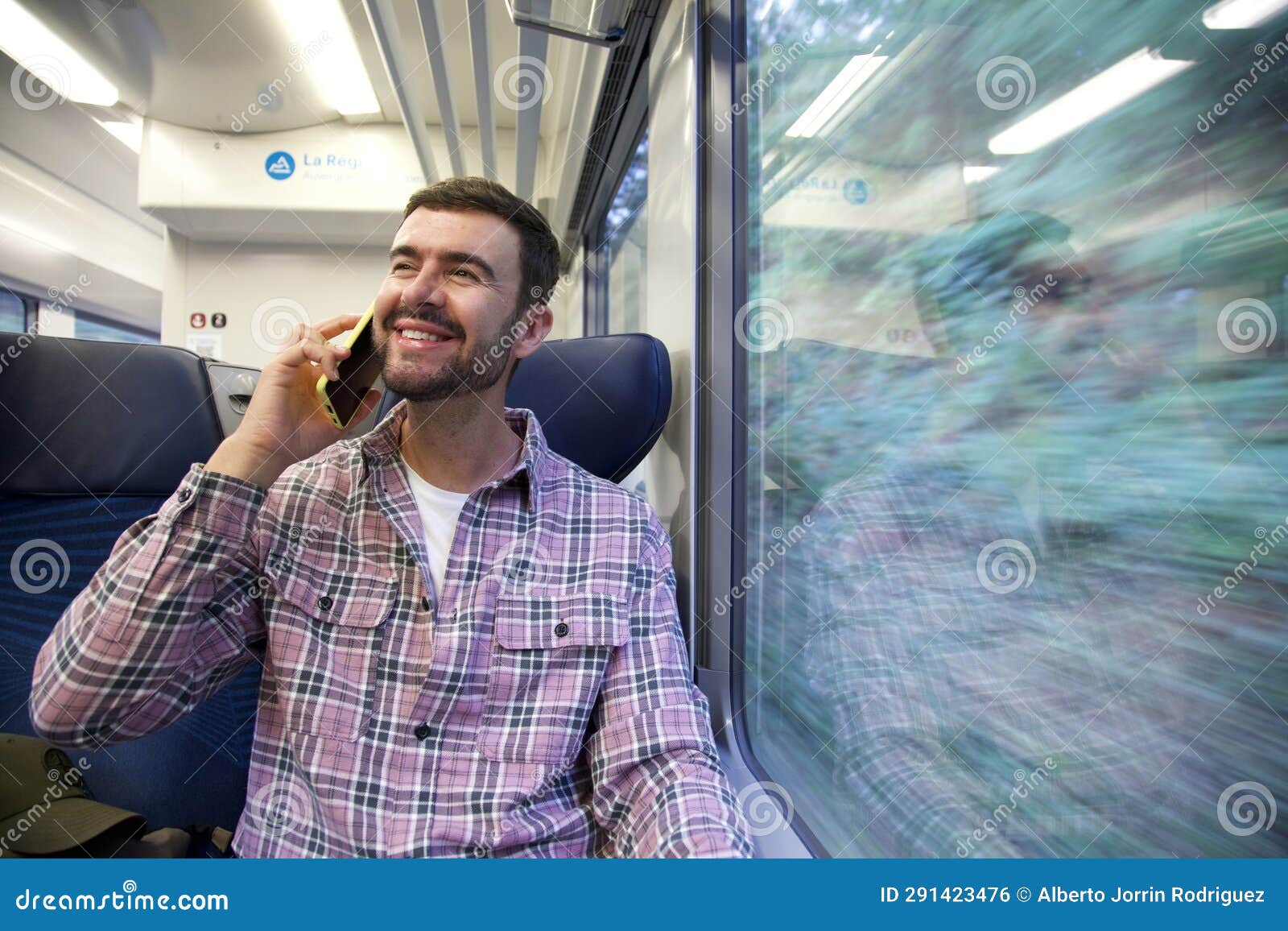 Handsome Man Making a Call from a Train Stock Photo - Image of ...