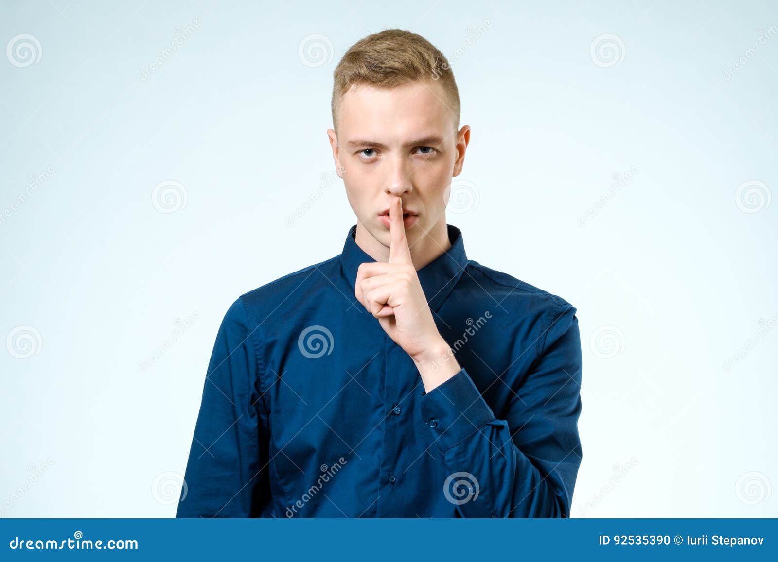 Handsome Man Making Silence Gesture Stock Photo - Image of handsome ...