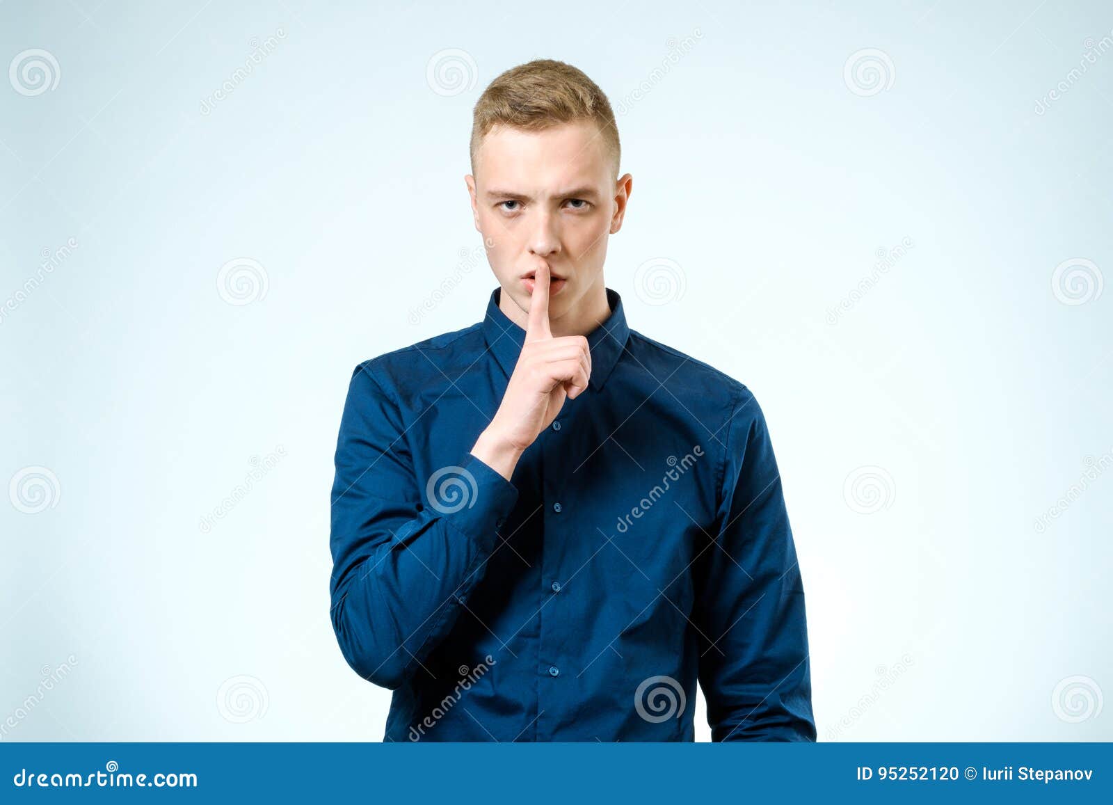Handsome Man Making Silence Gesture Stock Photo - Image of confident ...