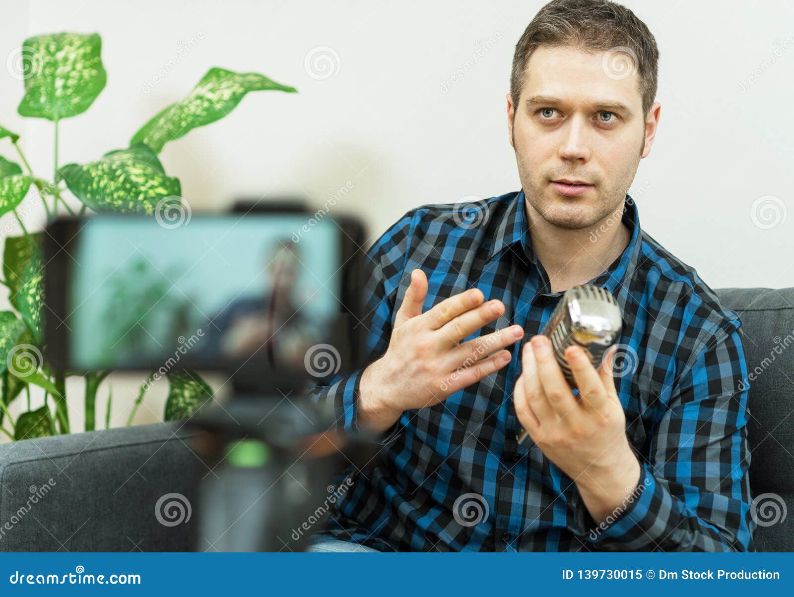 Handsome Man Making Video Blog Stock Image - Image of media, hobby ...