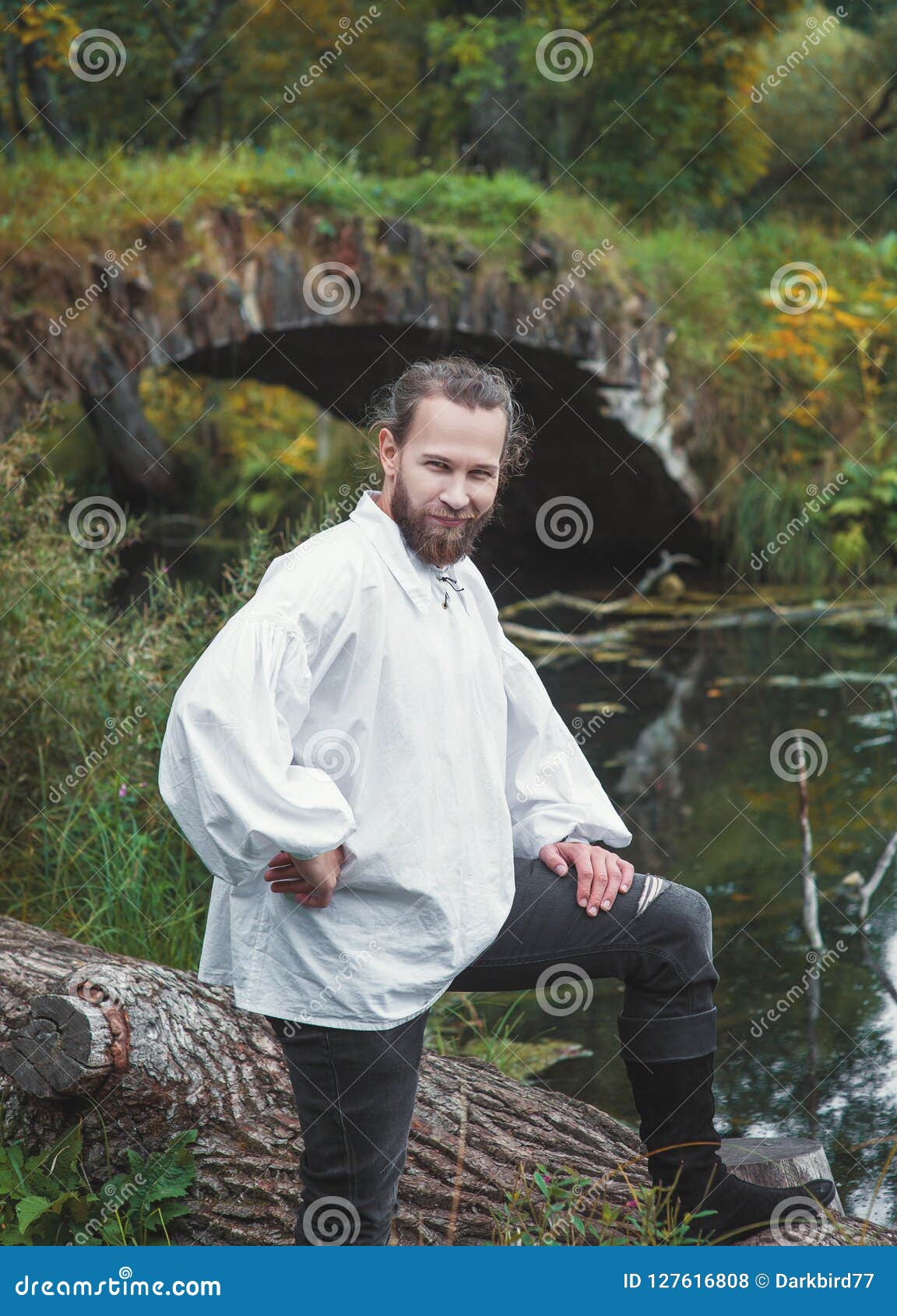 Handsome Man in Medieval Costume Standing Stock Photo - Image of male ...