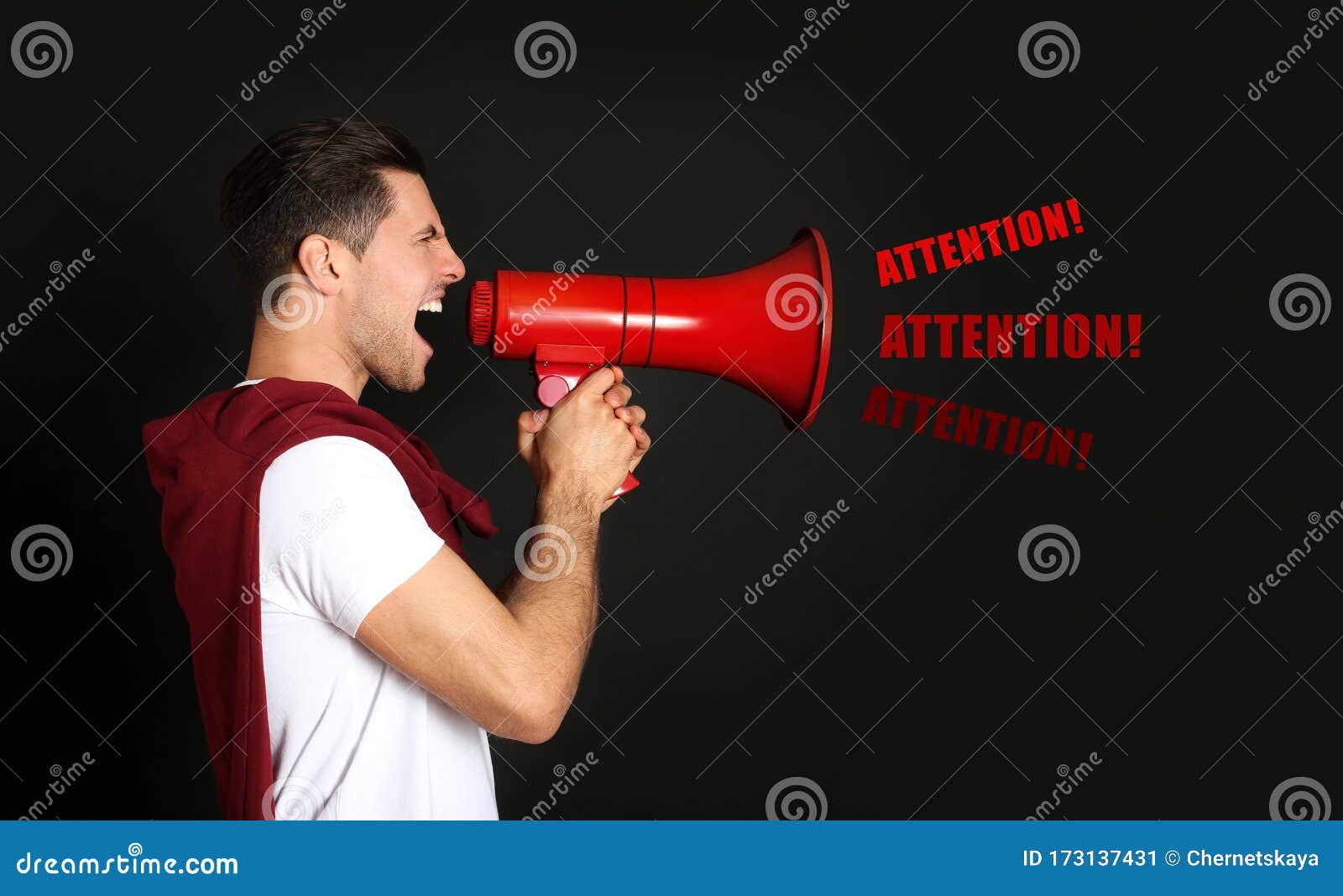 Handsome Man with Megaphone on Background Stock Image - Image of ...