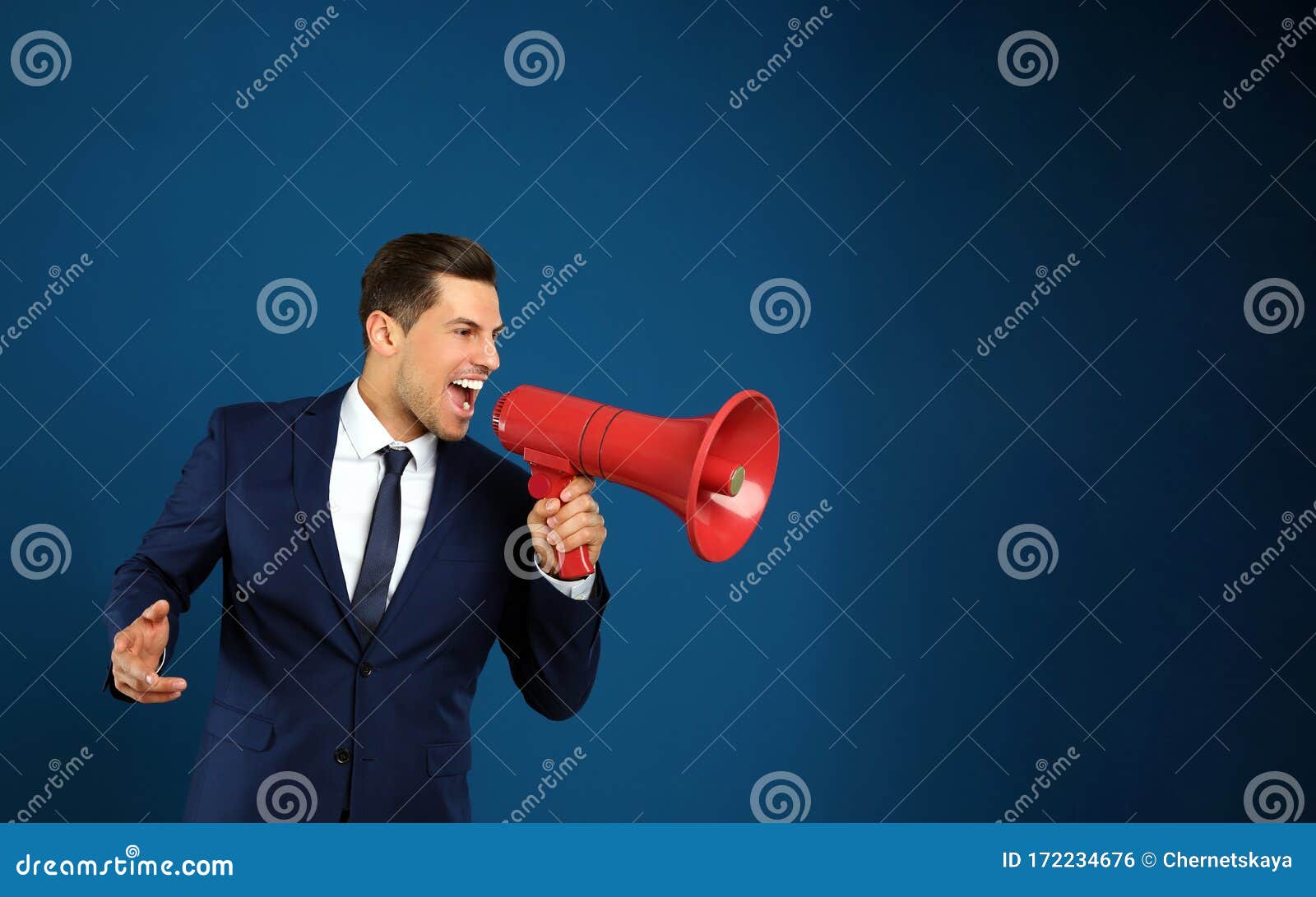 Handsome Man with Megaphone on Background Stock Photo - Image of ...