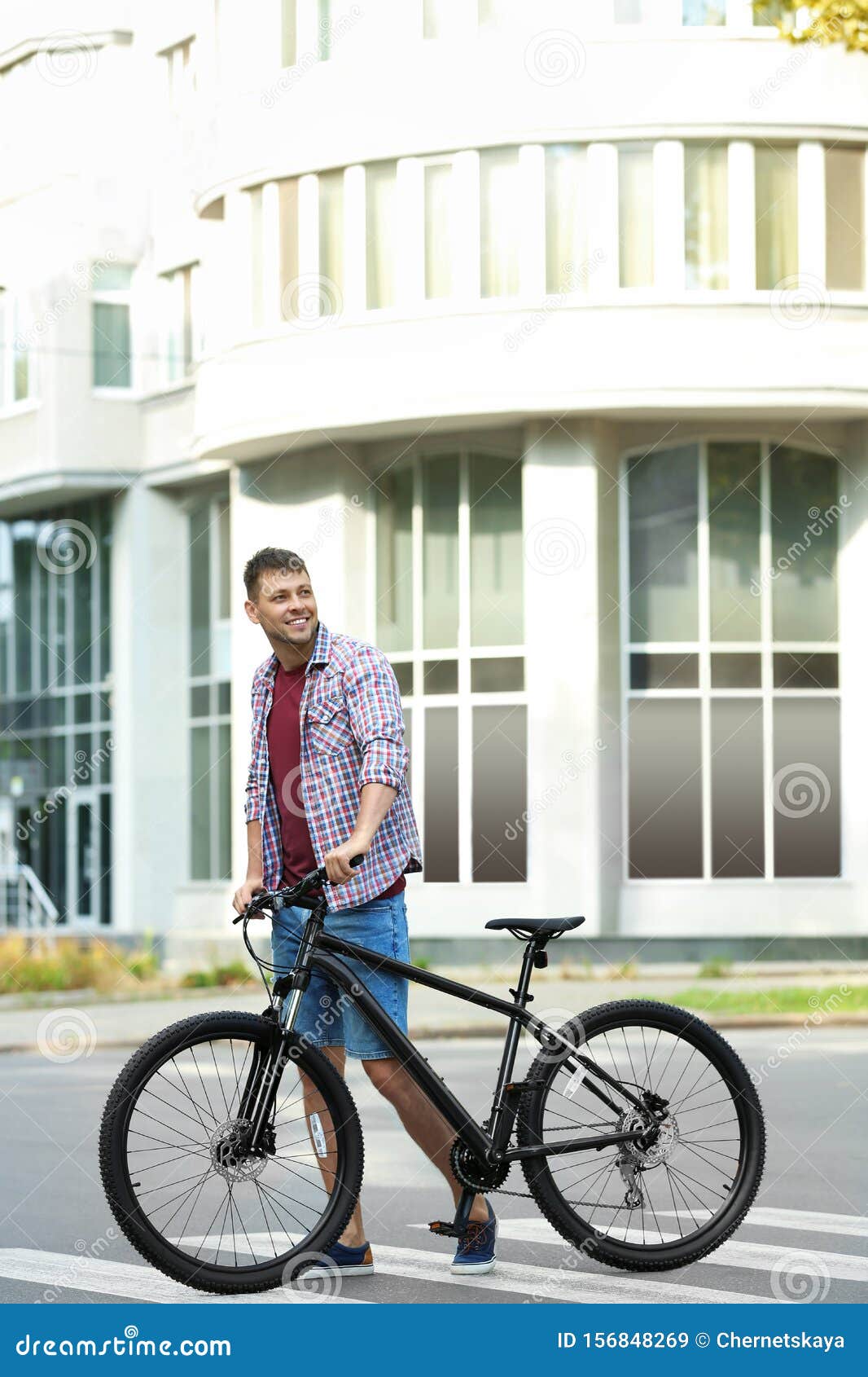 Handsome Man with Bicycle on City Street Stock Image - Image of bicycle ...