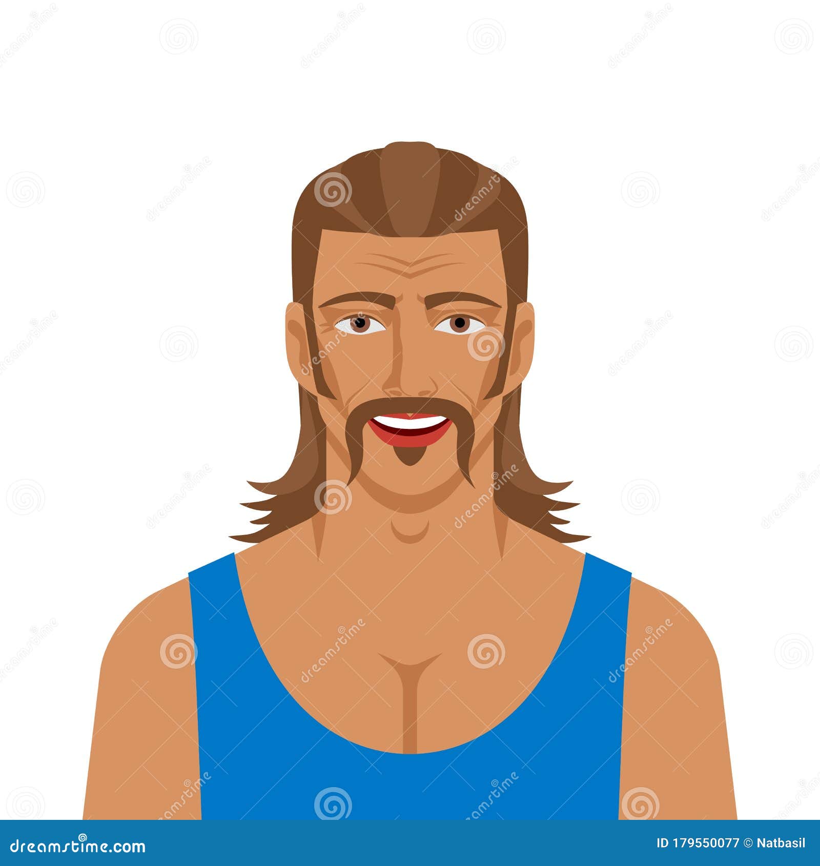 Handsome Man with Mullet Hairstyle Stock Vector - Illustration of ...