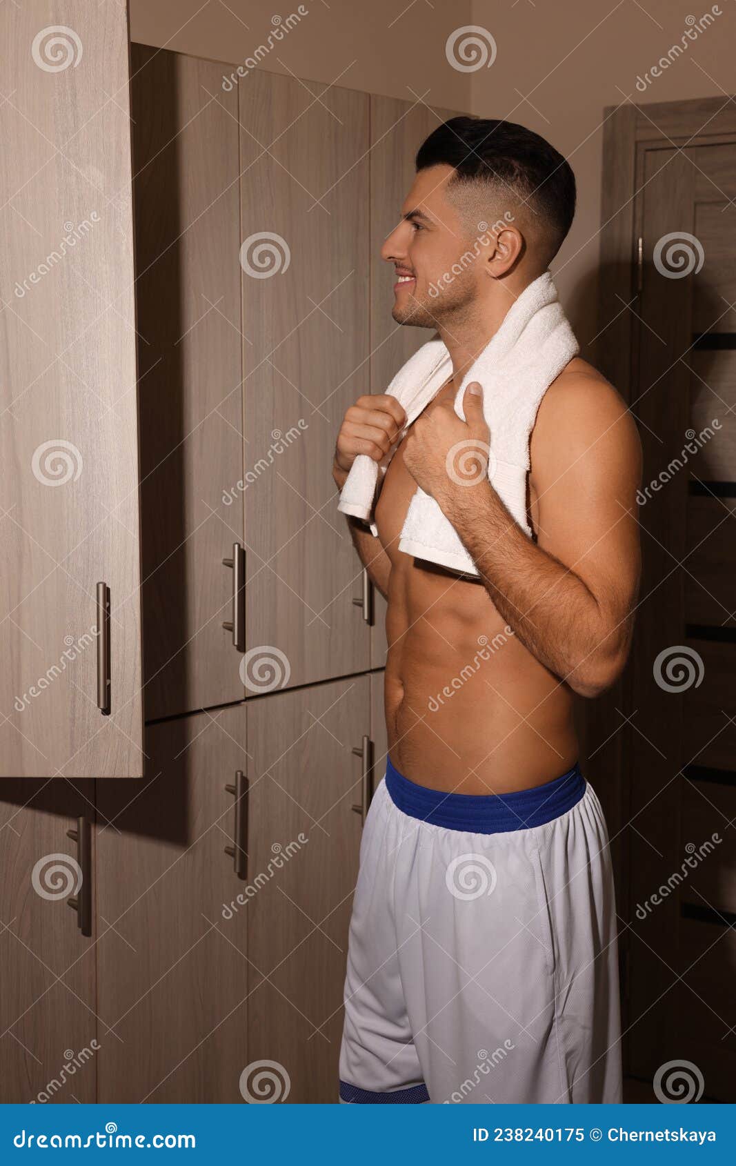 Handsome Man Near Open Locker in Changing Room Stock Image - Image of ...