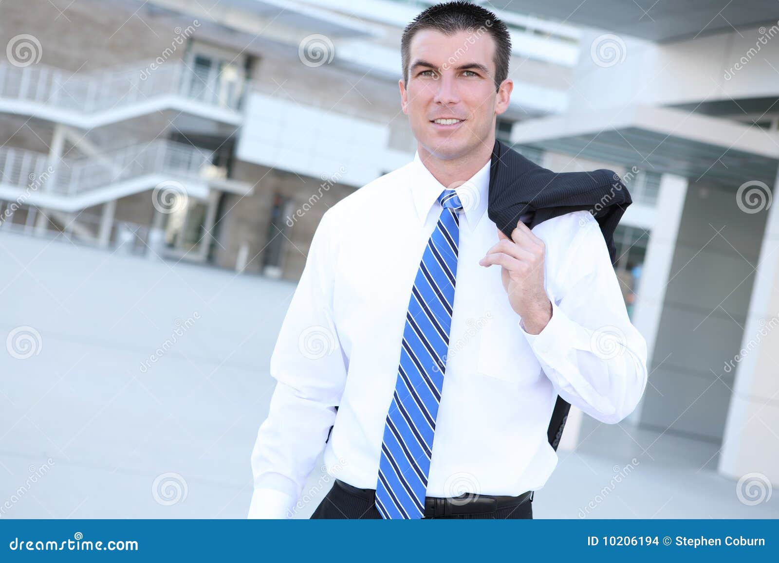 Handsome Man at Office Building Stock Photo - Image of typing, work ...