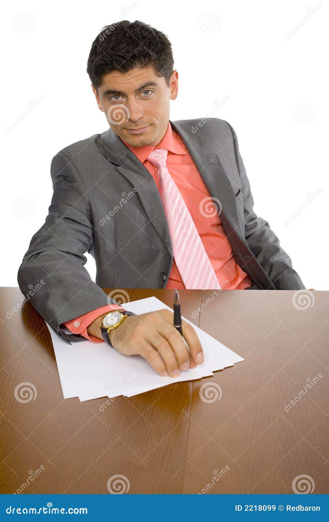Handsome Man at Office Desk Stock Image - Image of attractive, person ...