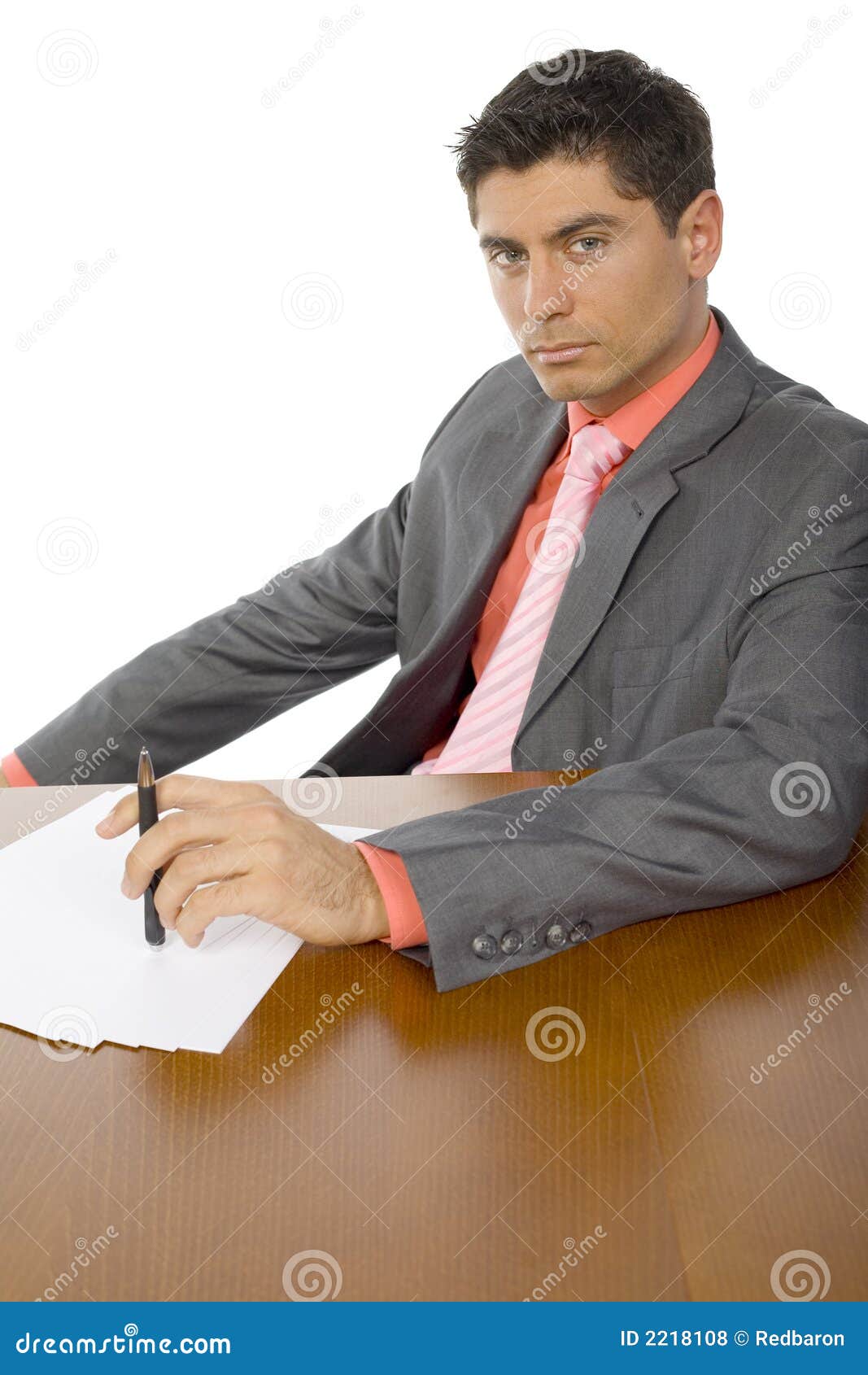 Handsome Man at Office Desk Stock Photo - Image of papers, person: 2218108