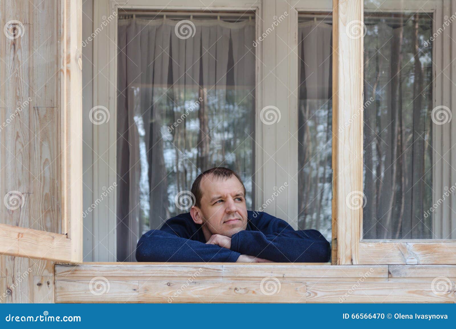 Handsome Man at the Open Window Stock Photo - Image of morning ...