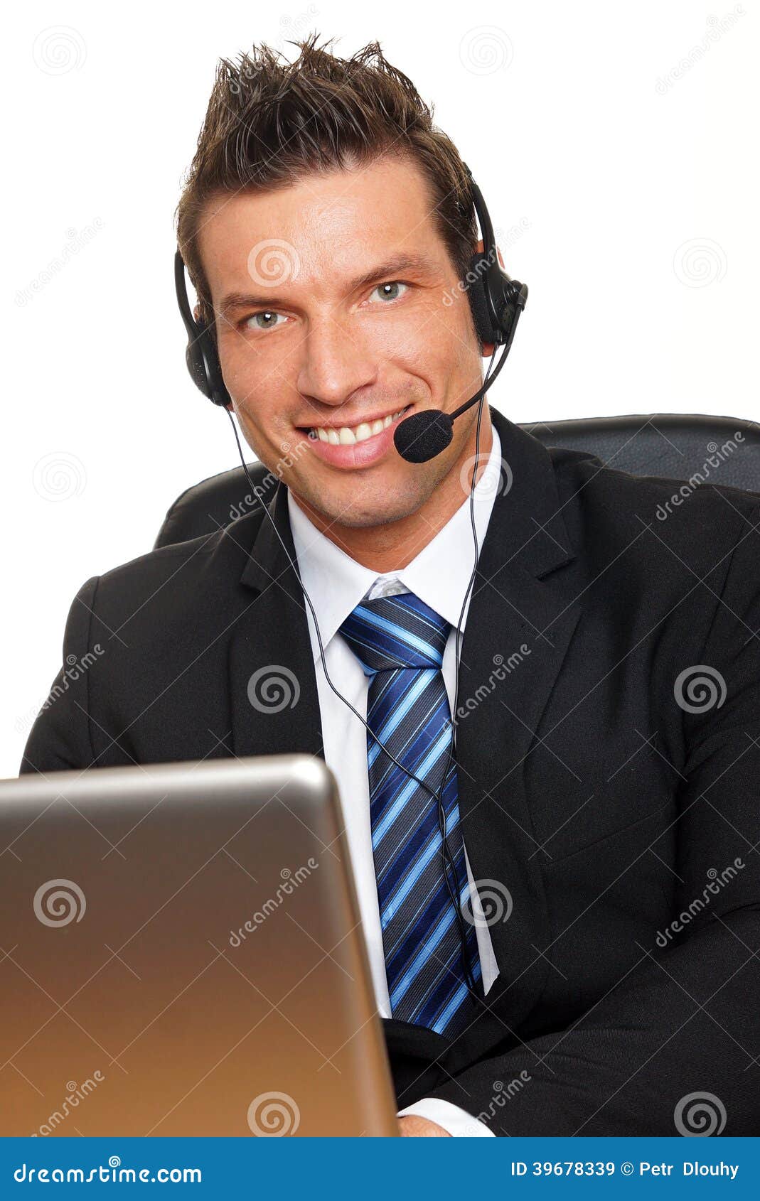 Handsome man operator stock image. Image of corporate - 39678339