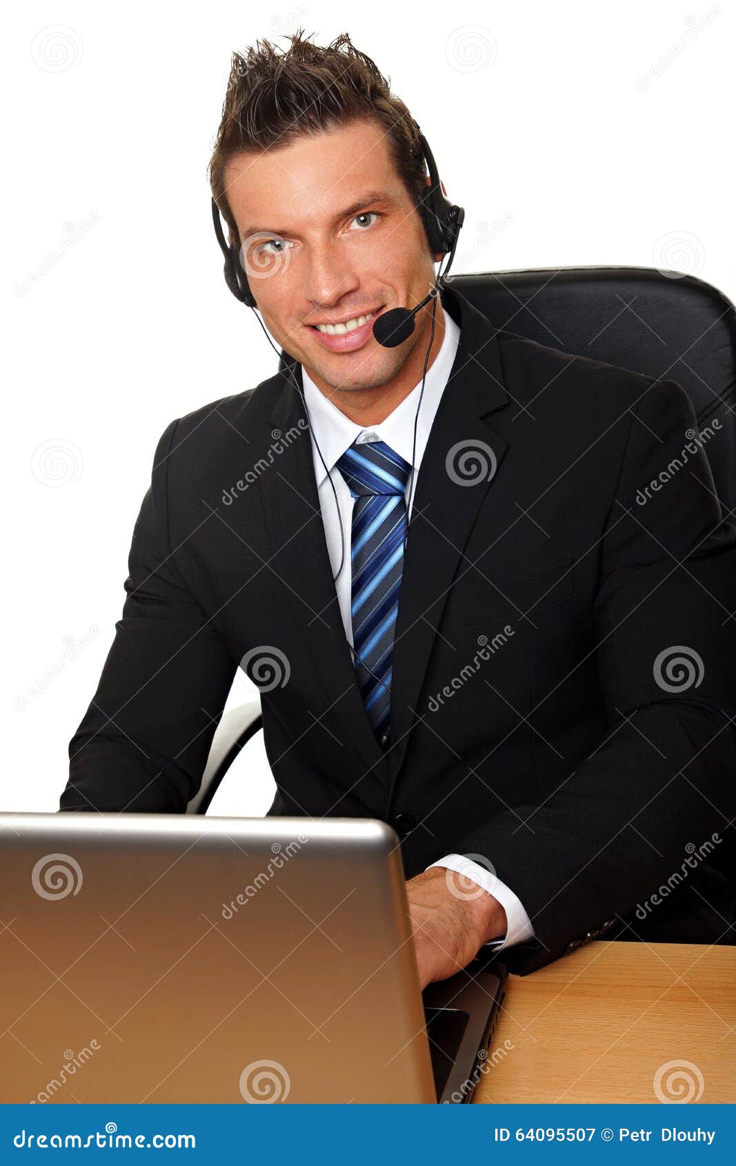 Handsome man operator stock image. Image of office, communicate - 64095507