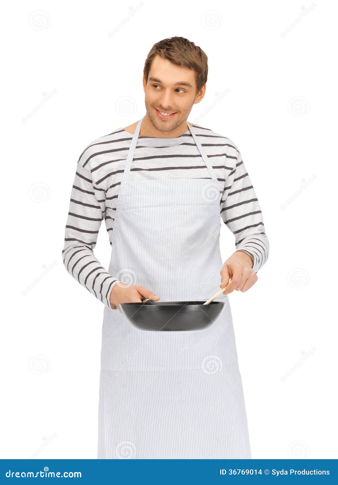 Handsome Man with Pan and Spoon Stock Photo - Image of food, cheerful ...