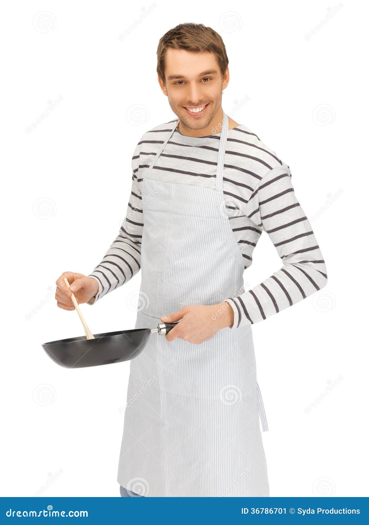Handsome Man with Pan and Spoon Stock Image - Image of cool, nice: 36786701
