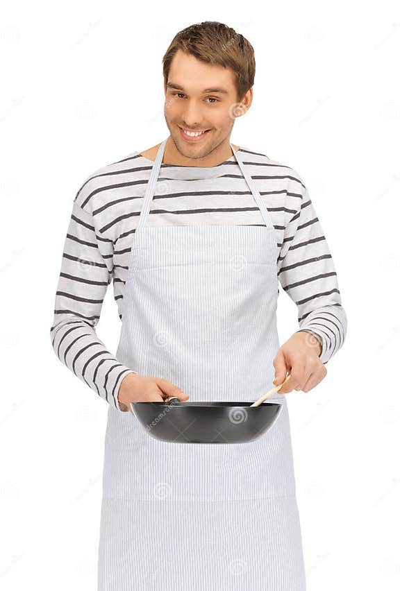 Handsome Man with Pan and Spoon Stock Photo - Image of nice, lifestyle ...