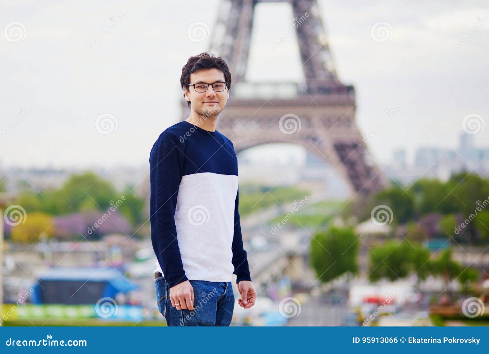 Man in Paris in Front of the Eiffel Tower Stock Photo - Image of paris ...
