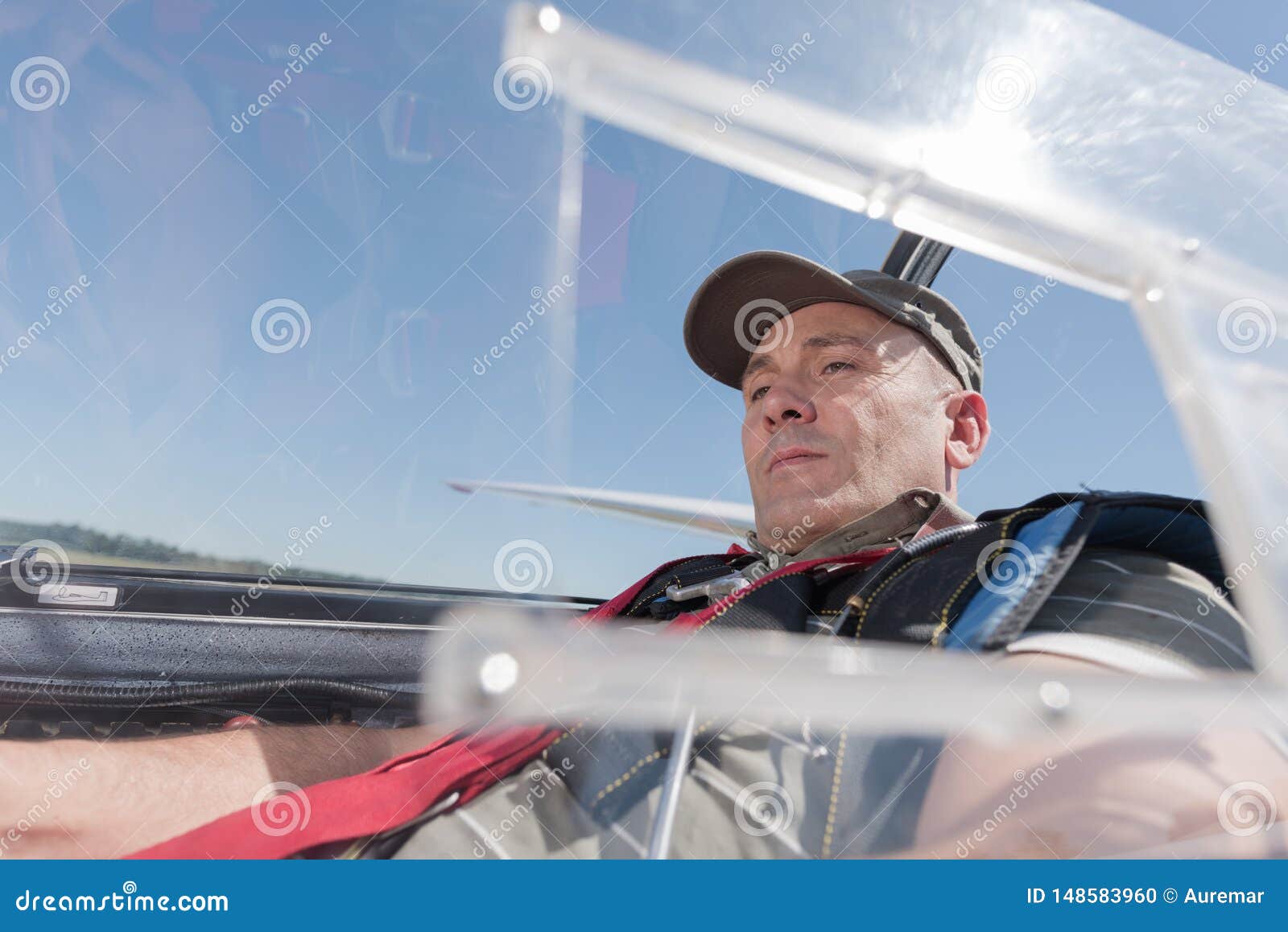 Handsome Man Pilot Inside Private Motor Airplane Stock Photo - Image of ...