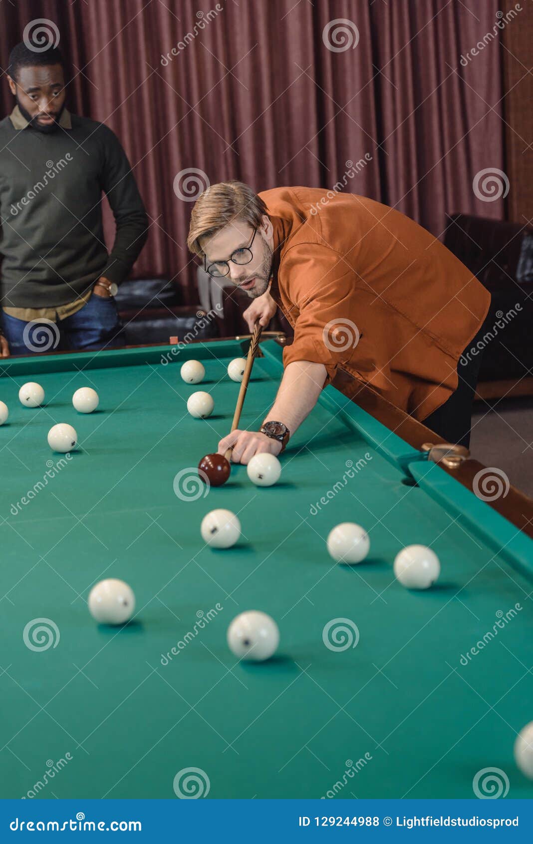 Handsome Man Playing in Pool at Bar Stock Photo - Image of caucasian ...