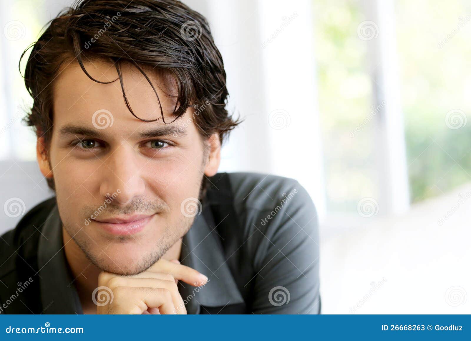 Handsome man portrait stock image. Image of dark, portrait - 26668263