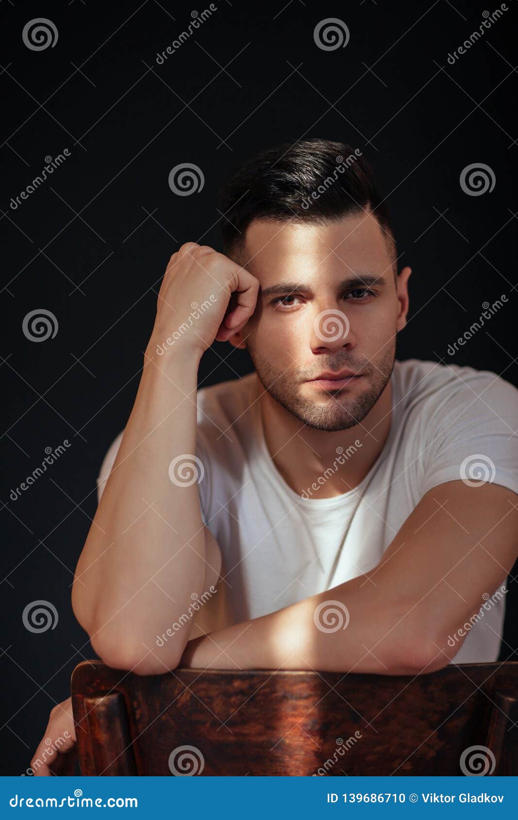 Handsome Man Portrait Ray of Light on His Face Stock Photo - Image of ...