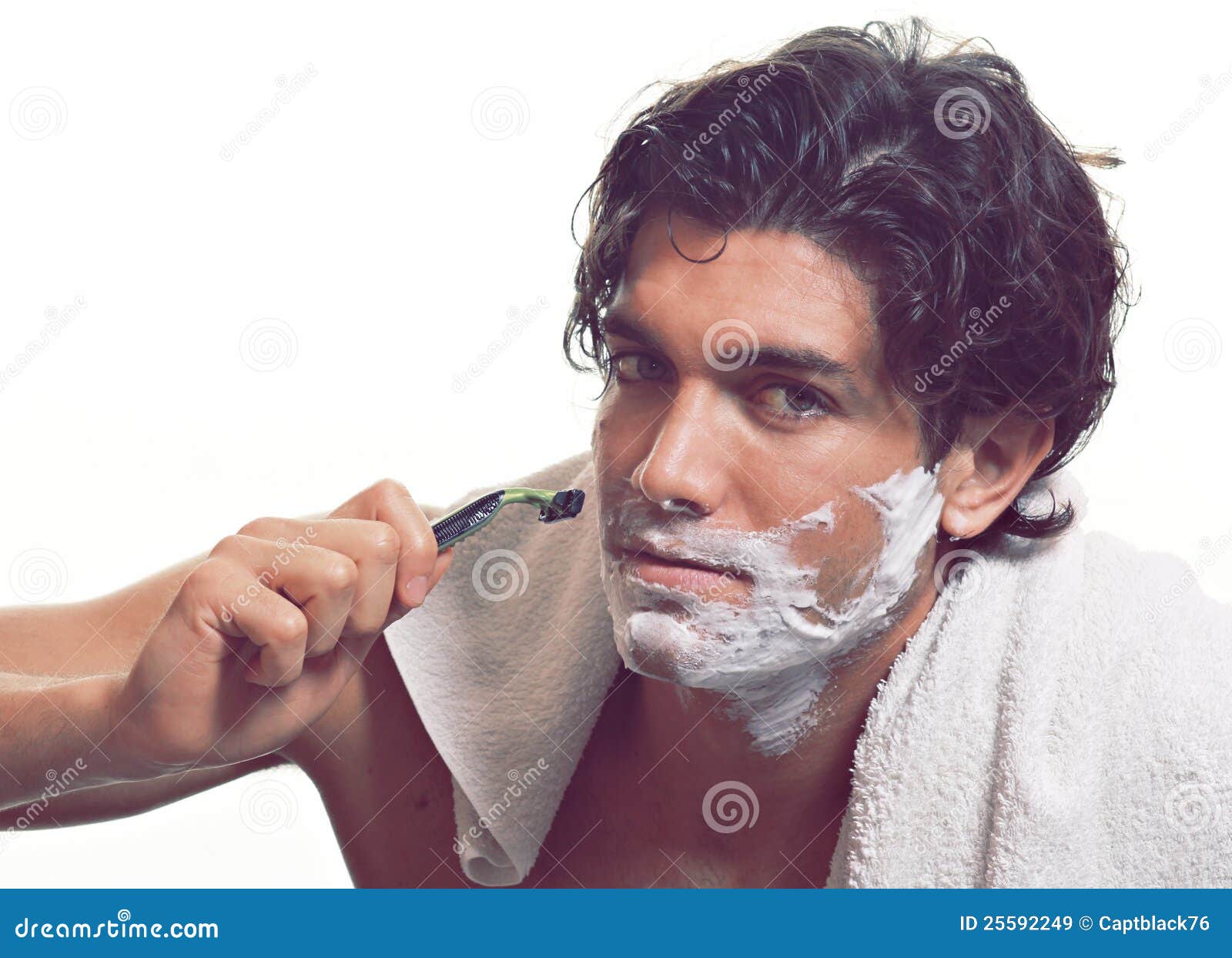 Handsome Man Portrait with Razor Stock Image - Image of face, beard ...