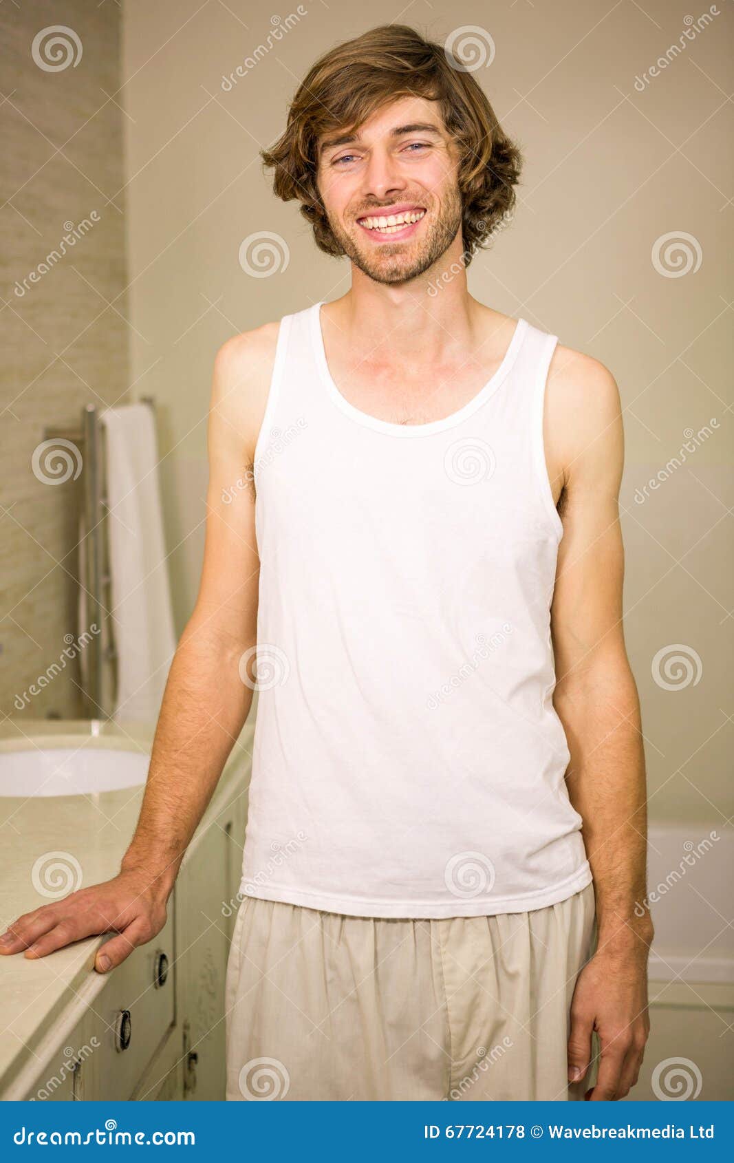Handsome Man Posing in the Bathroom Stock Photo - Image of handsome ...