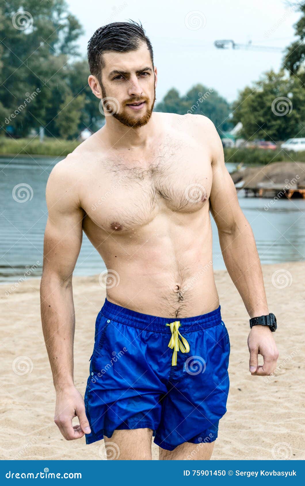 Handsome Man Posing in Lake Stock Photo - Image of model, caucasian ...