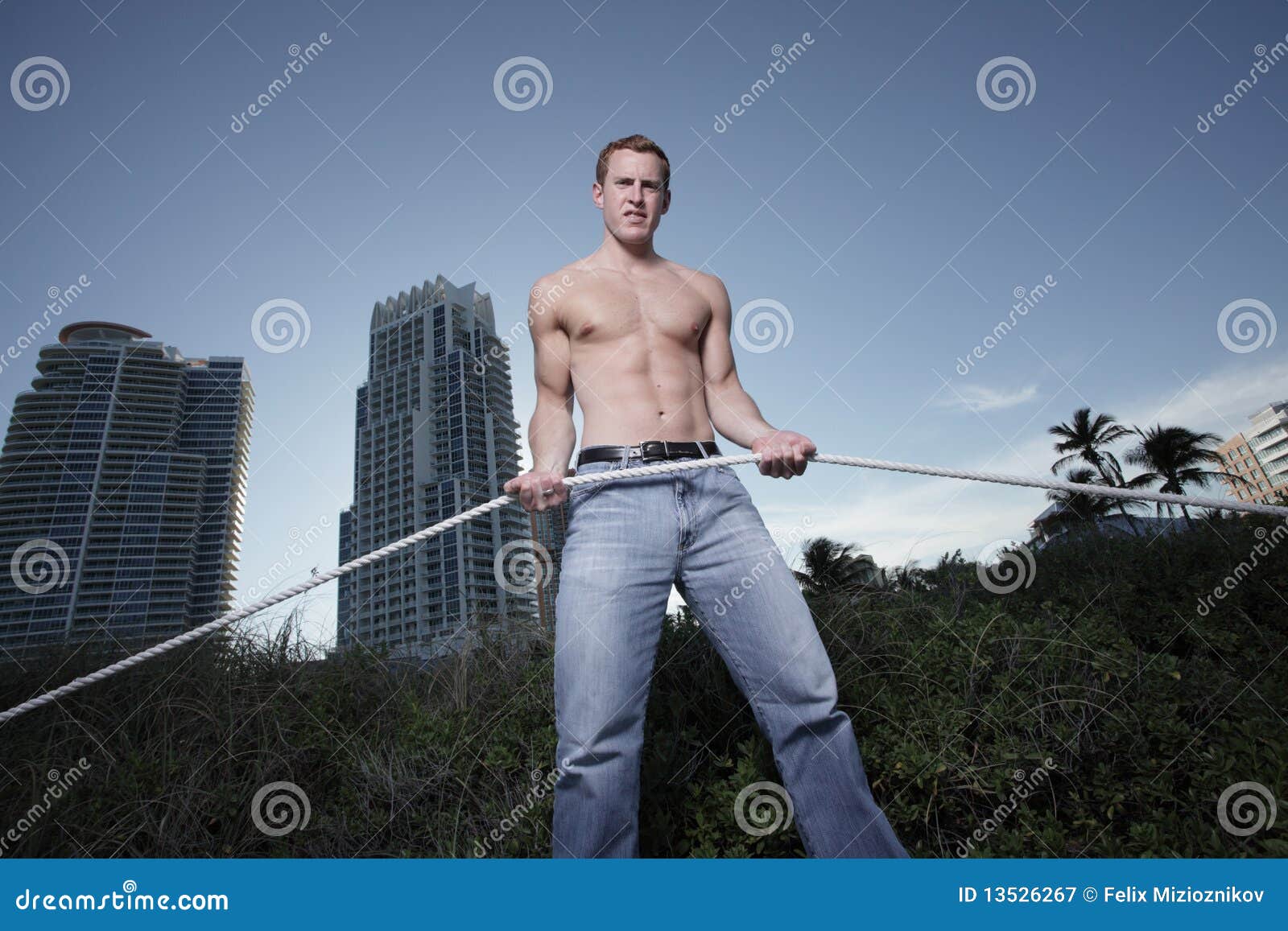 Handsome Man Posing with a Rope Stock Image - Image of outside, mature ...
