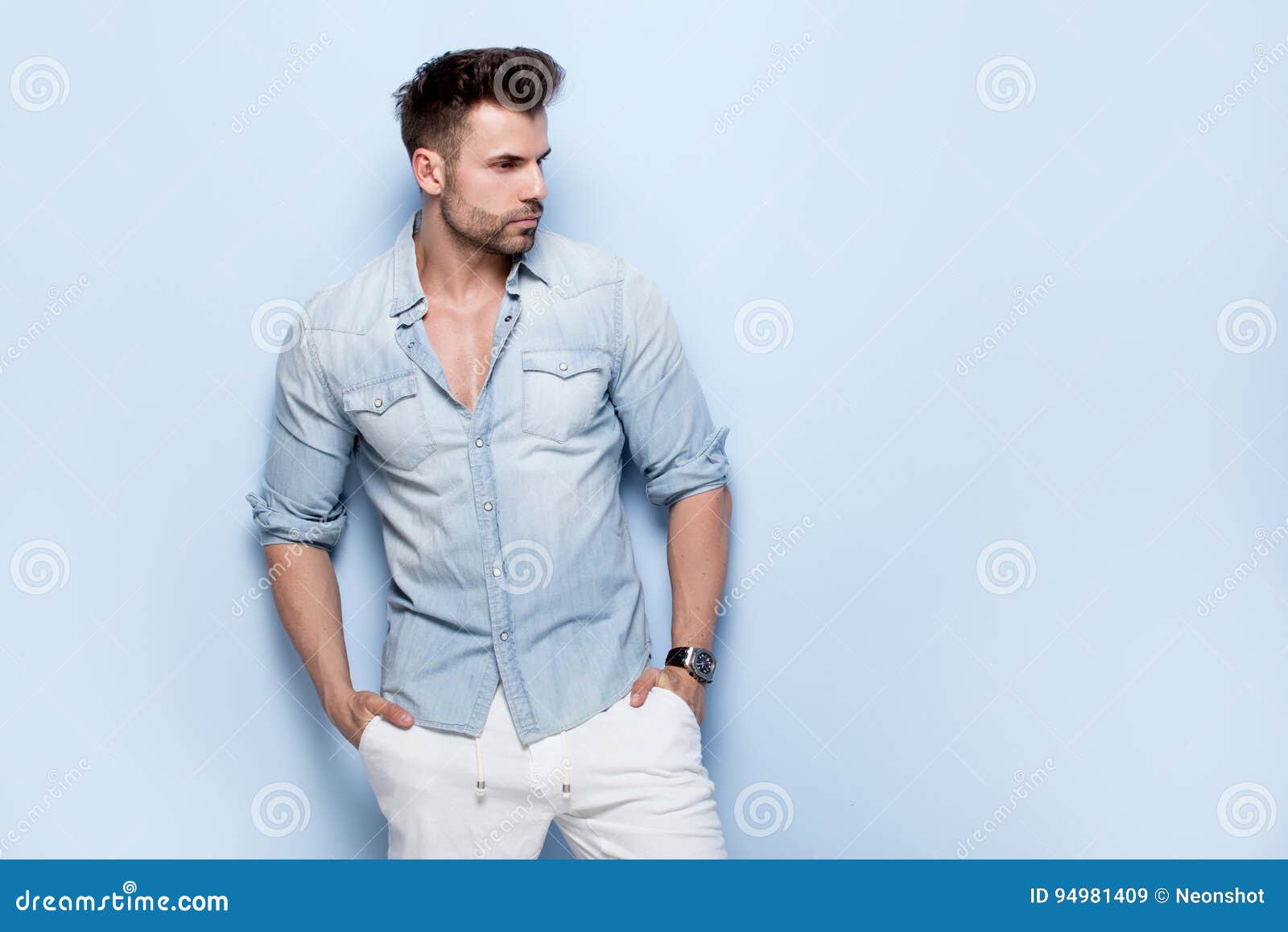 Handsome Man Posing in Studio. Stock Image - Image of looking, happy ...