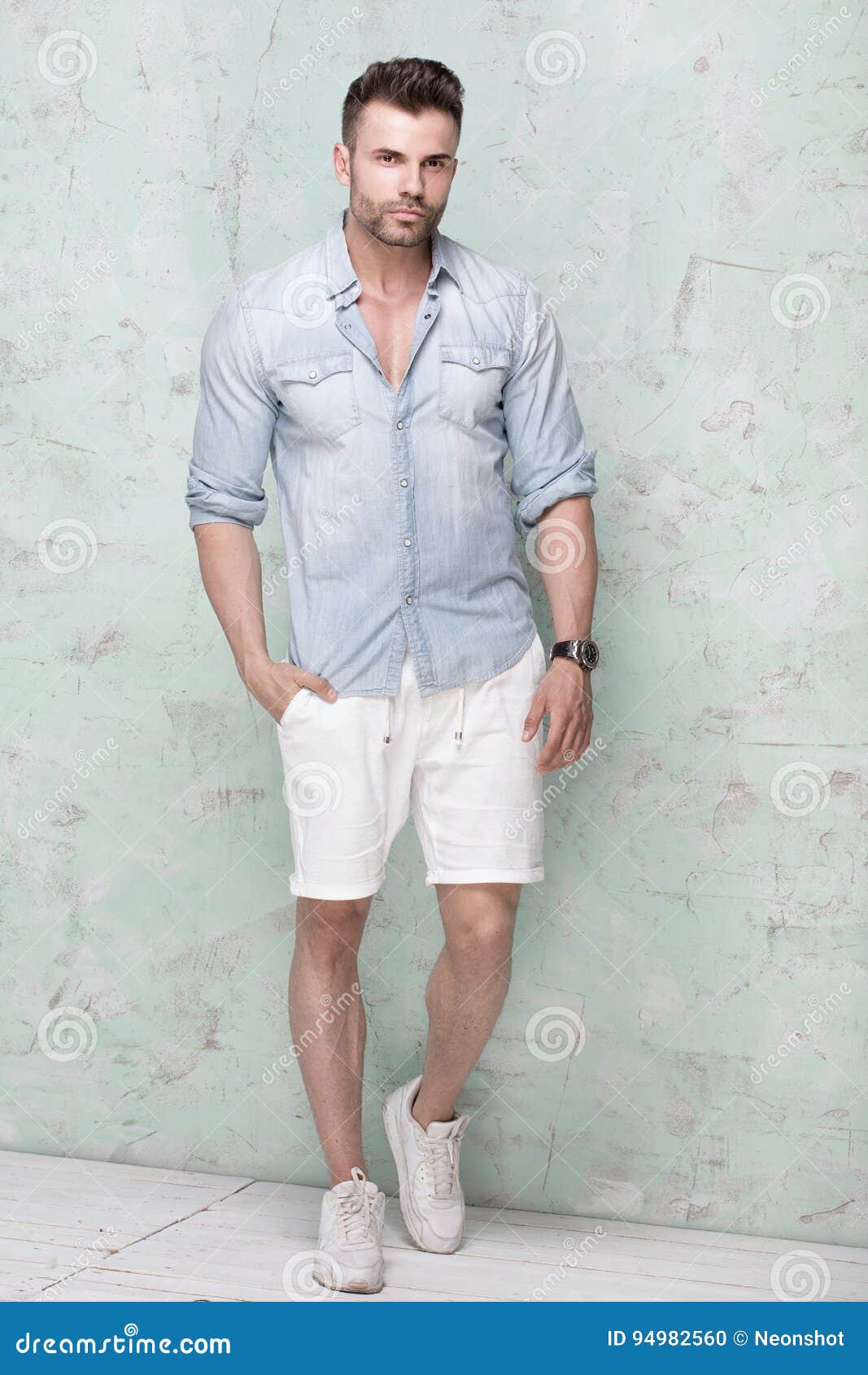 Handsome Man Posing in Studio. Stock Photo - Image of full, face: 94982560