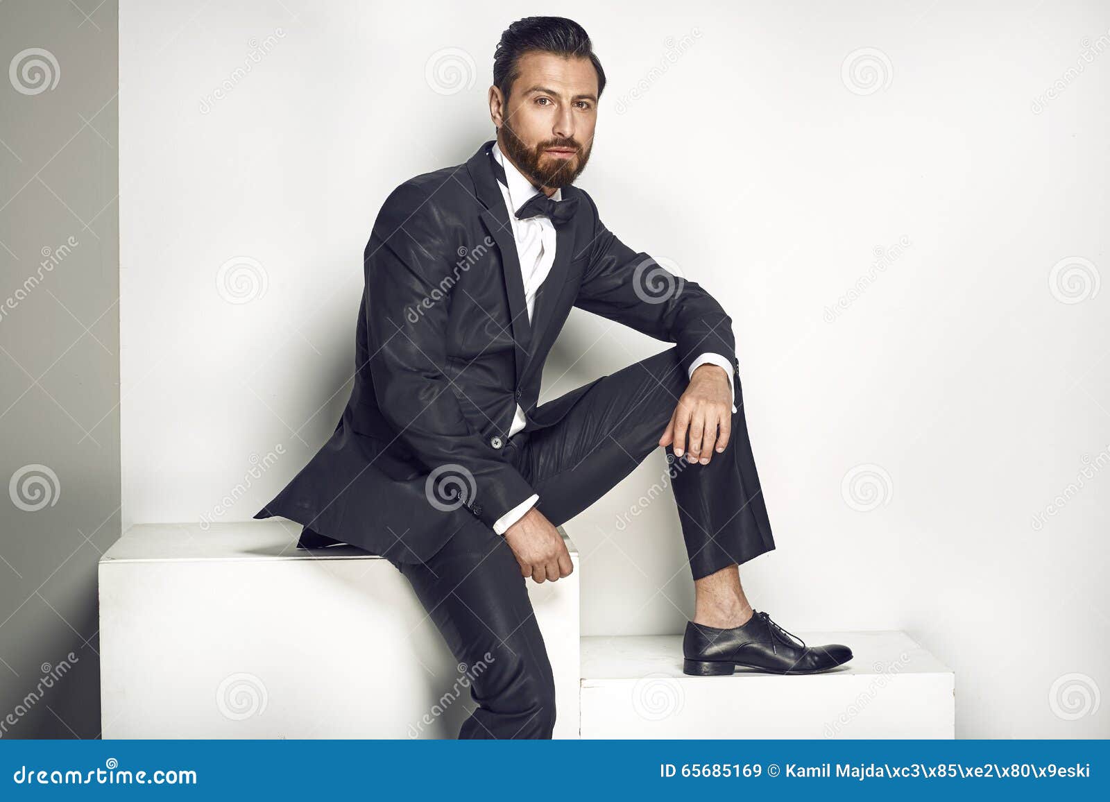 Handsome Man Posing in a Stylish Suit Stock Image - Image of elegant ...