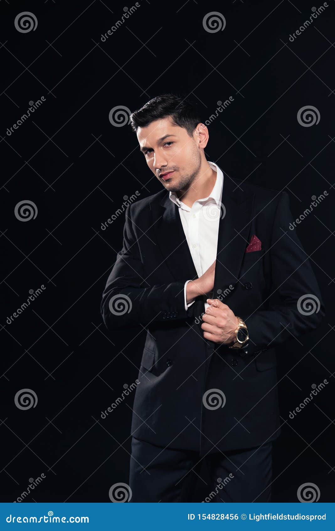 Handsome Man Posing in in Suit and Looking at Camera Isolated Stock ...