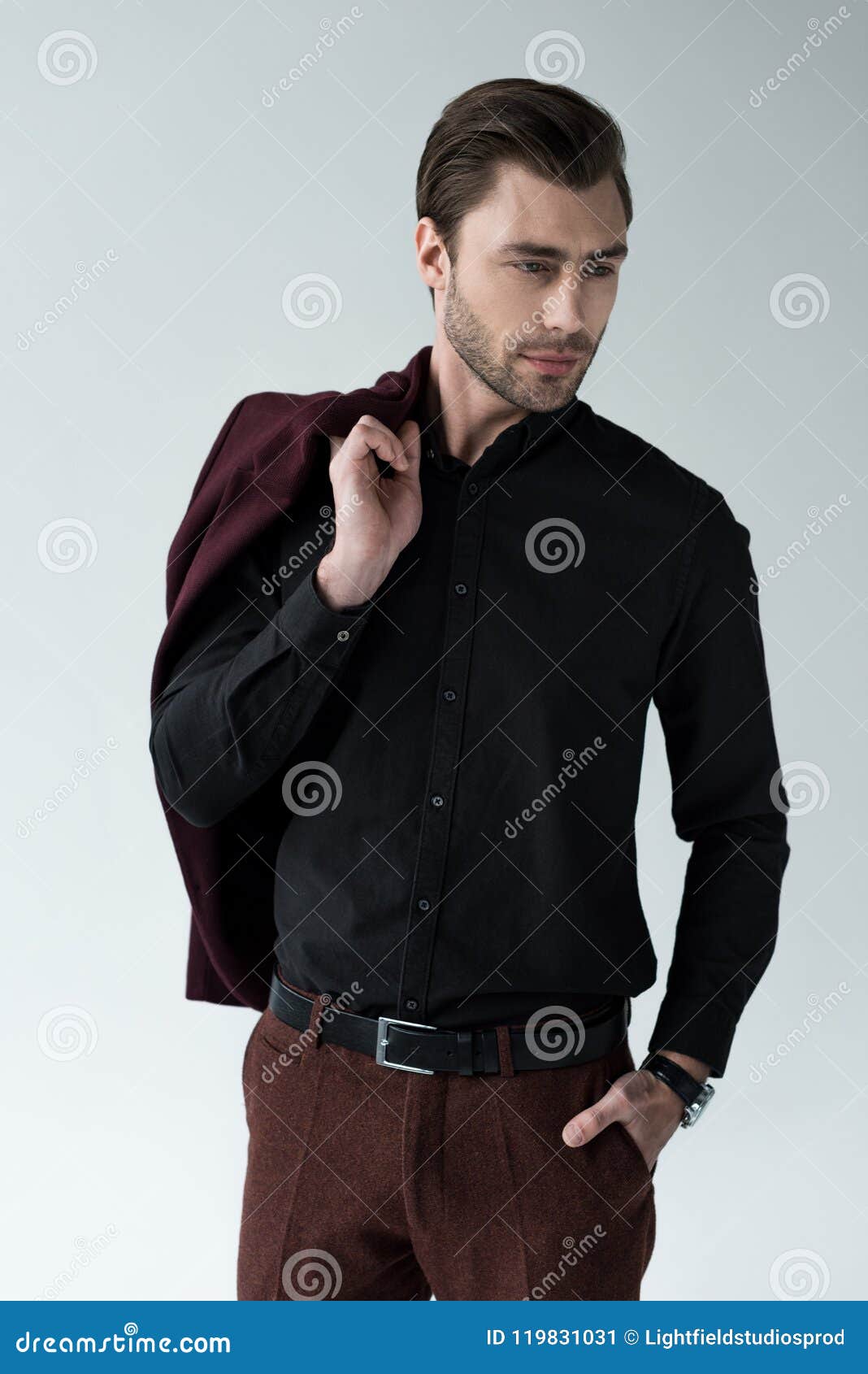 Handsome Man Posing with Trendy Jacket, Stock Image - Image of people ...