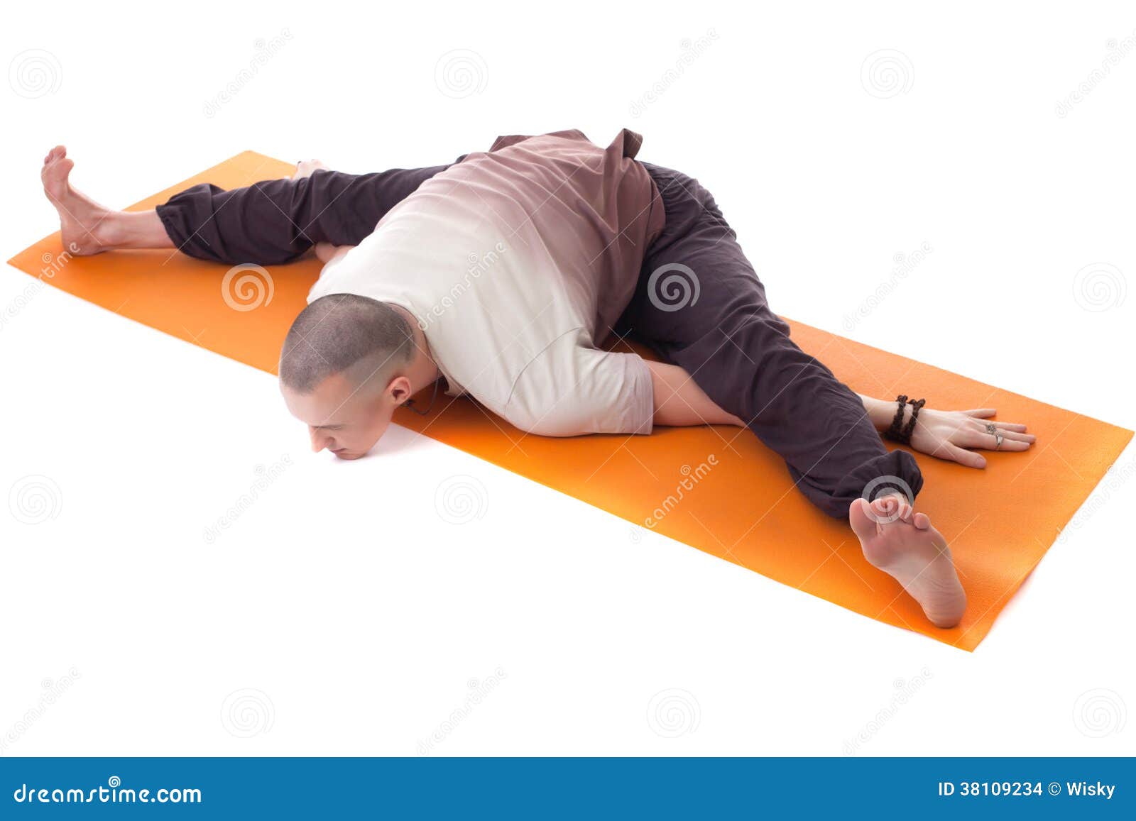 Handsome Man Practicing Yoga, Isolated on White Stock Photo - Image of ...