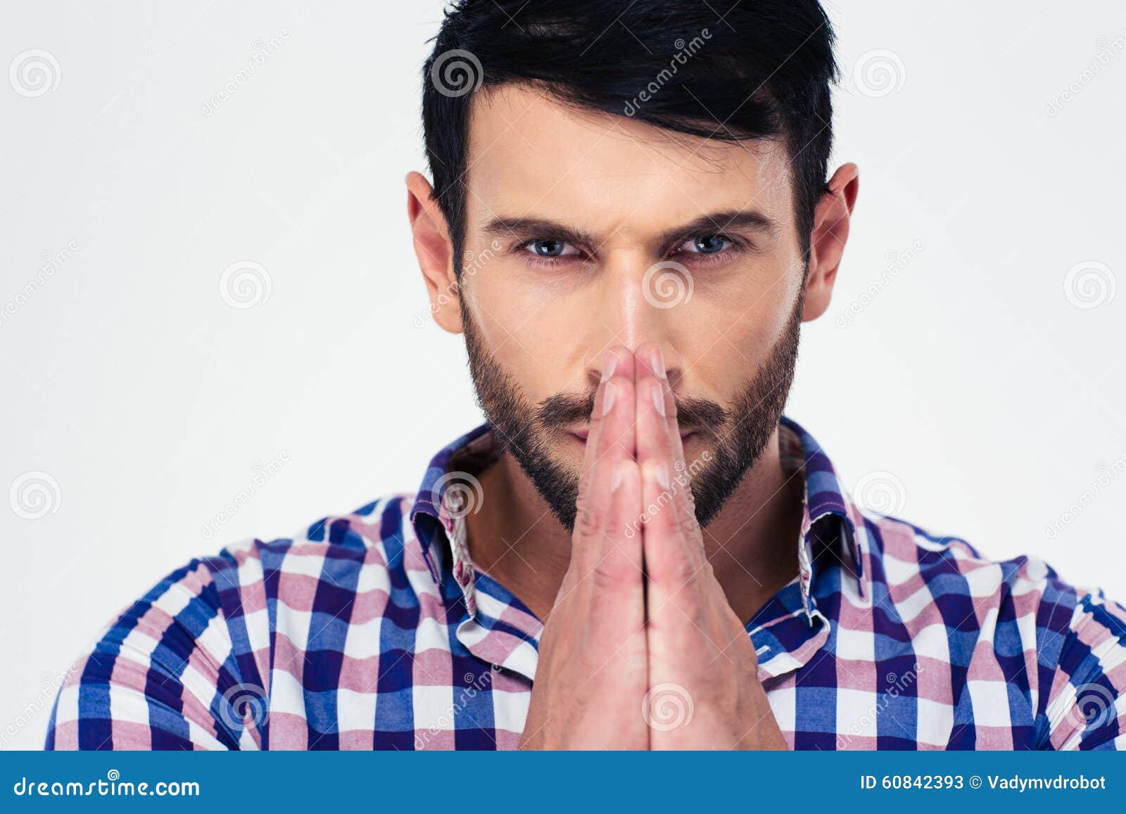 Handsome man praying stock image. Image of background - 60842393