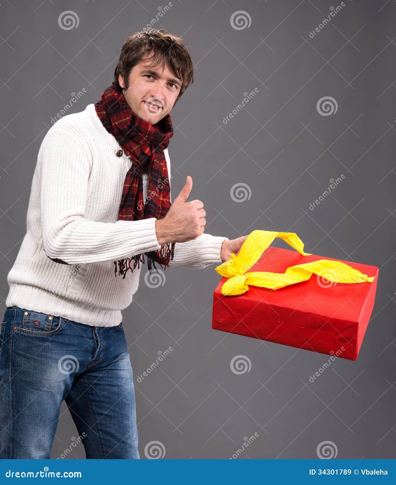 Handsome Man with a Present Box Stock Image - Image of joyful, season ...