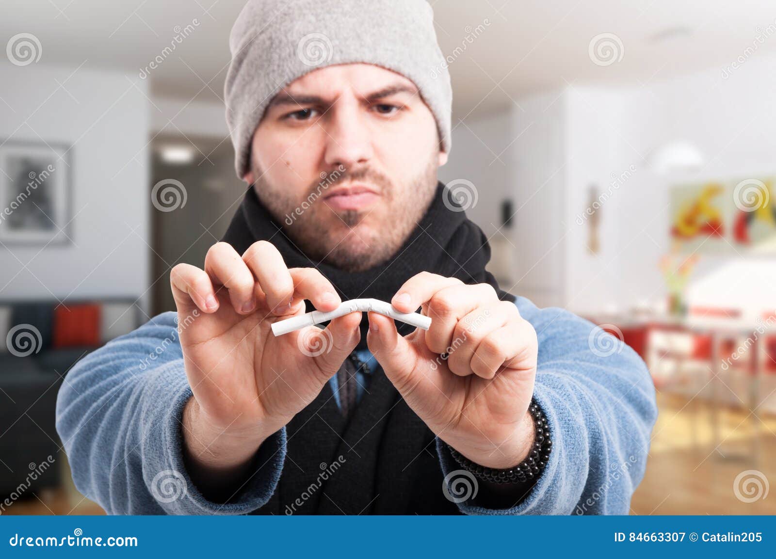 Handsome man quits smoking stock image. Image of forbidden - 84663307