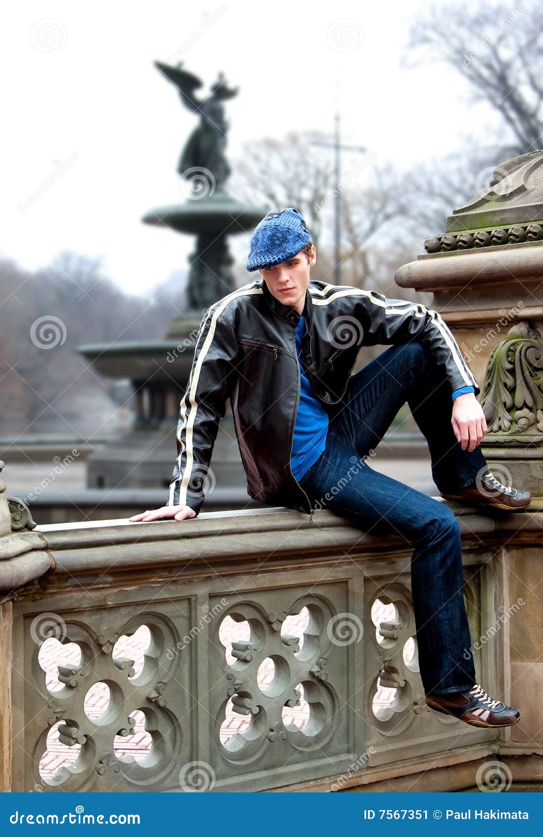 Handsome man on railing stock image. Image of male, fall - 7567351