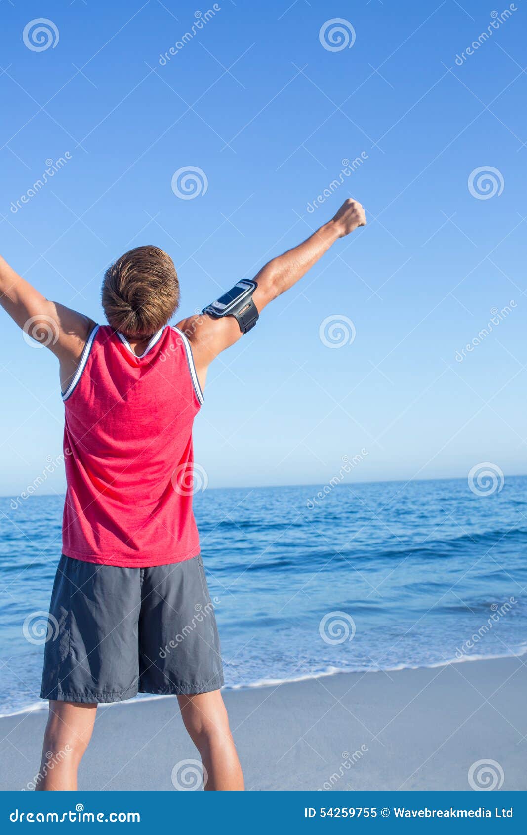 Handsome man raising arms stock image. Image of determined - 54259755