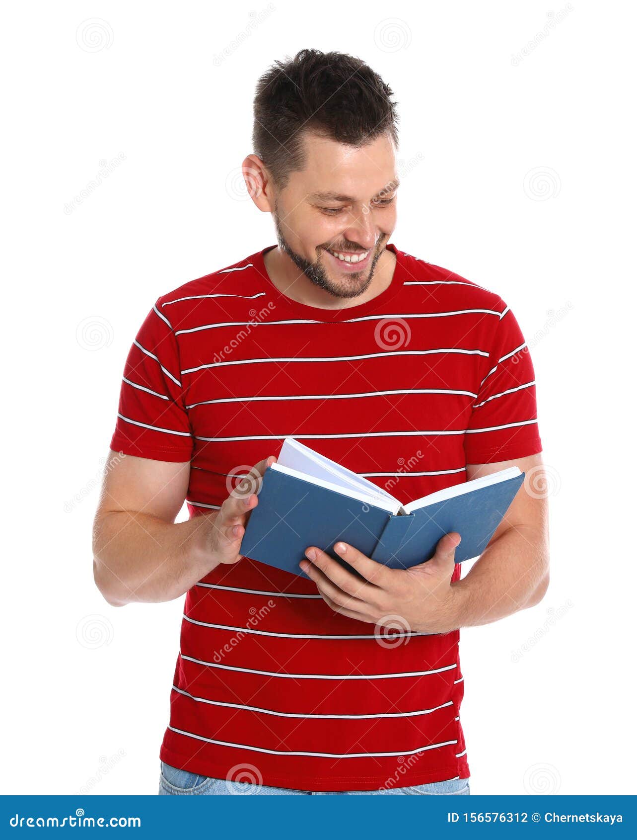 Handsome man reading book stock photo. Image of hobby - 156576312
