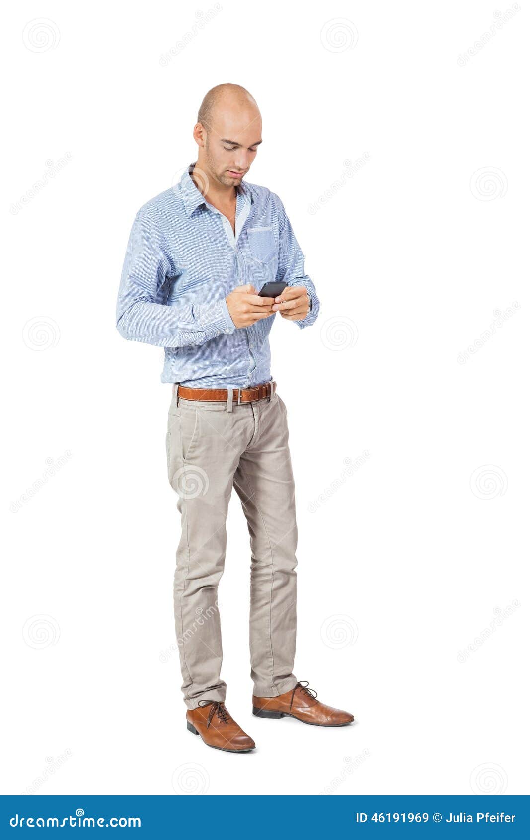Handsome Man Reading a Message on His Mobile Stock Image - Image of ...