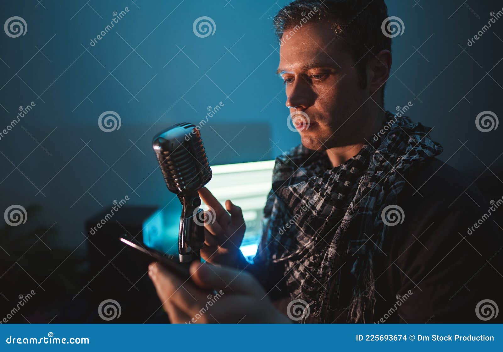 Man recording a song stock photo. Image of perform, voice - 225693674