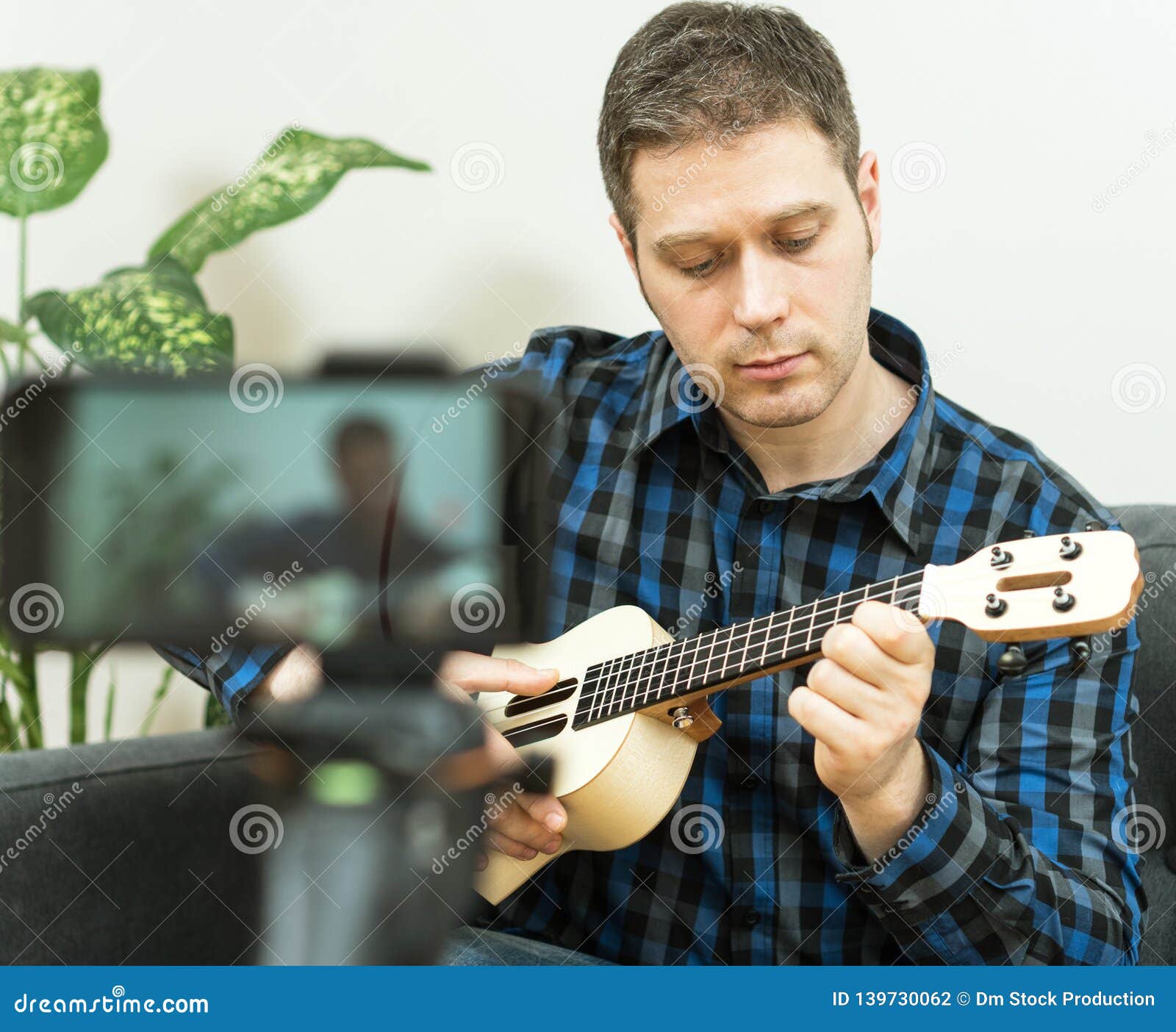 Handsome Man Recording Song. Stock Photo - Image of blog, music: 139730062