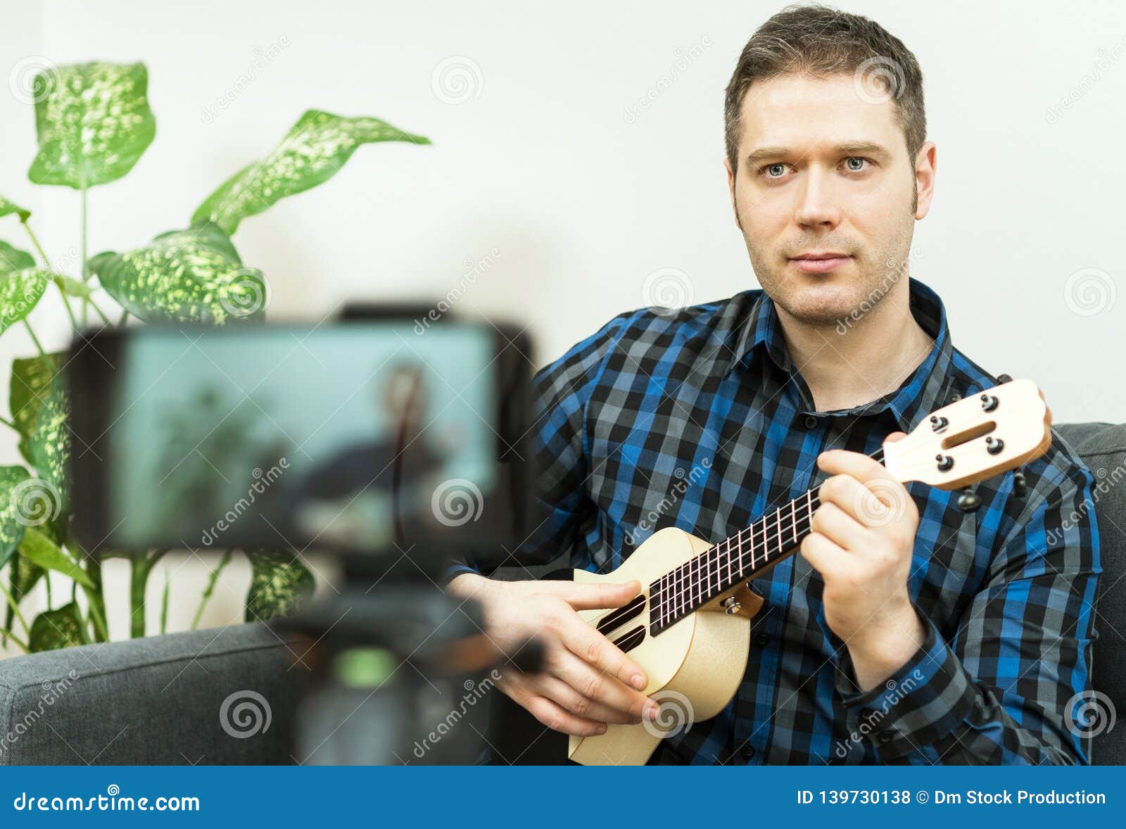 Handsome Man Recording Song. Stock Photo - Image of live, filming ...