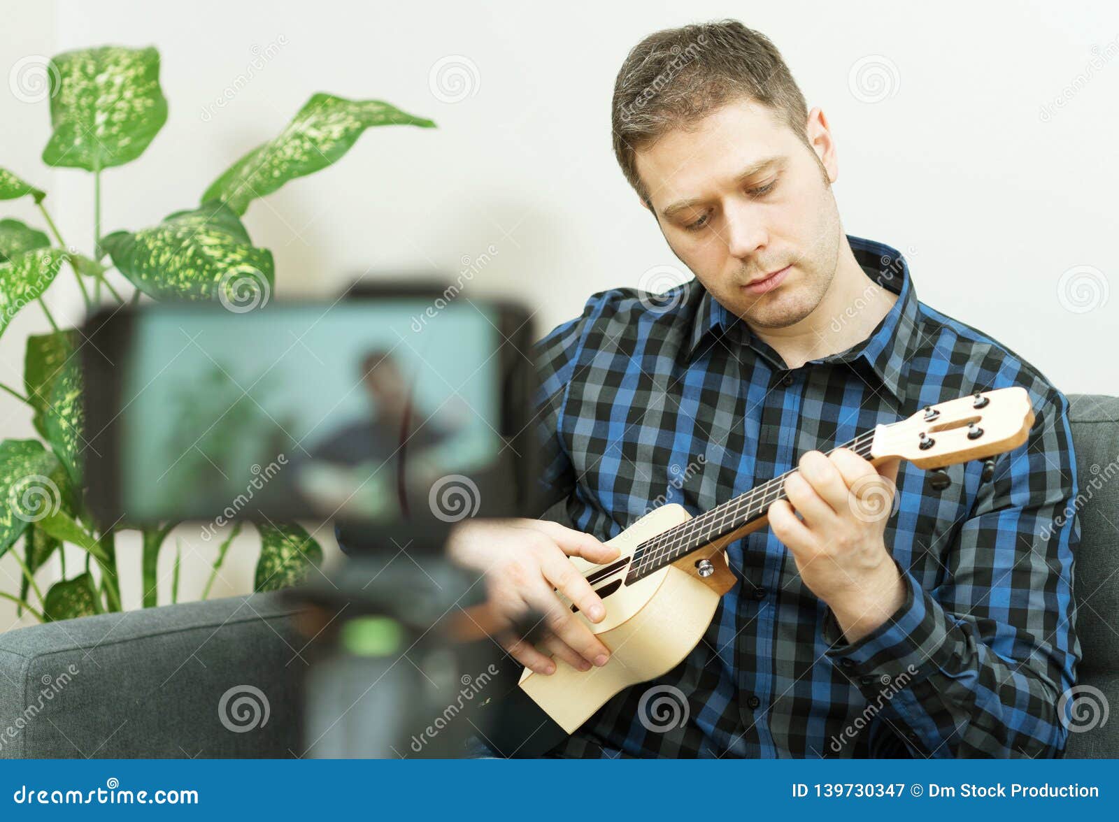 Handsome Man Recording Song. Stock Image - Image of instrument, digital ...